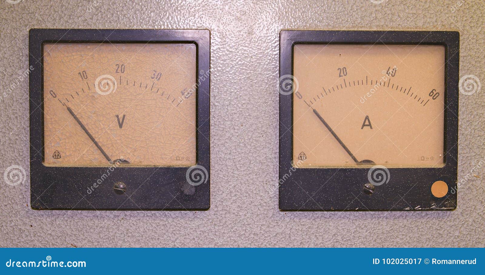Analog Ampere Meter or Amp Meter and Analog Voltmeter Stock Image ...