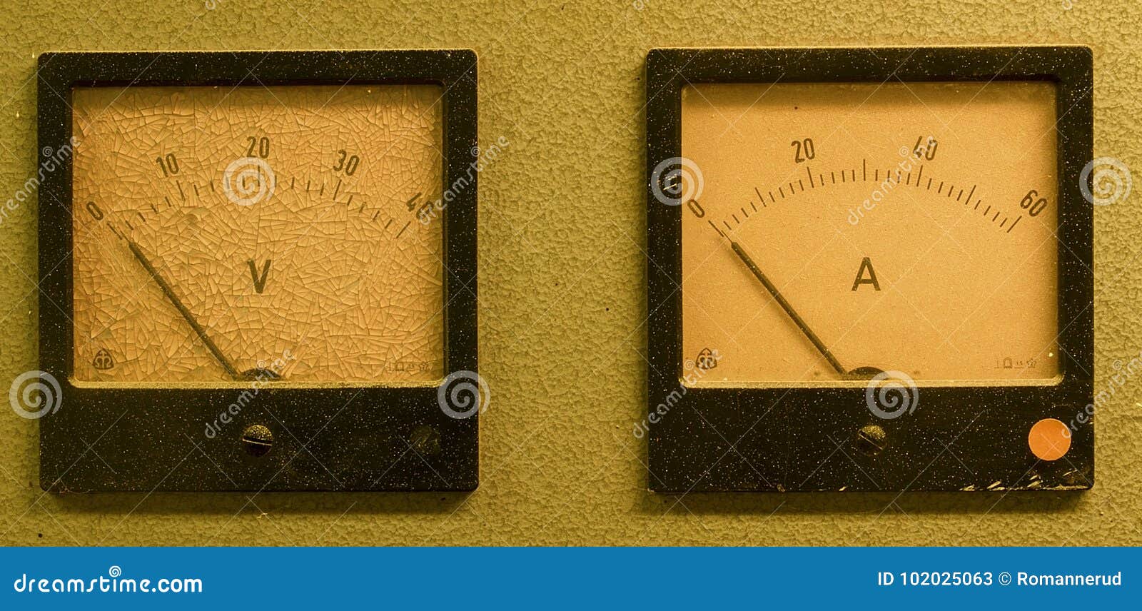 Analog Ampere Meter or Amp Meter and Analog Voltmeter Stock Image ...