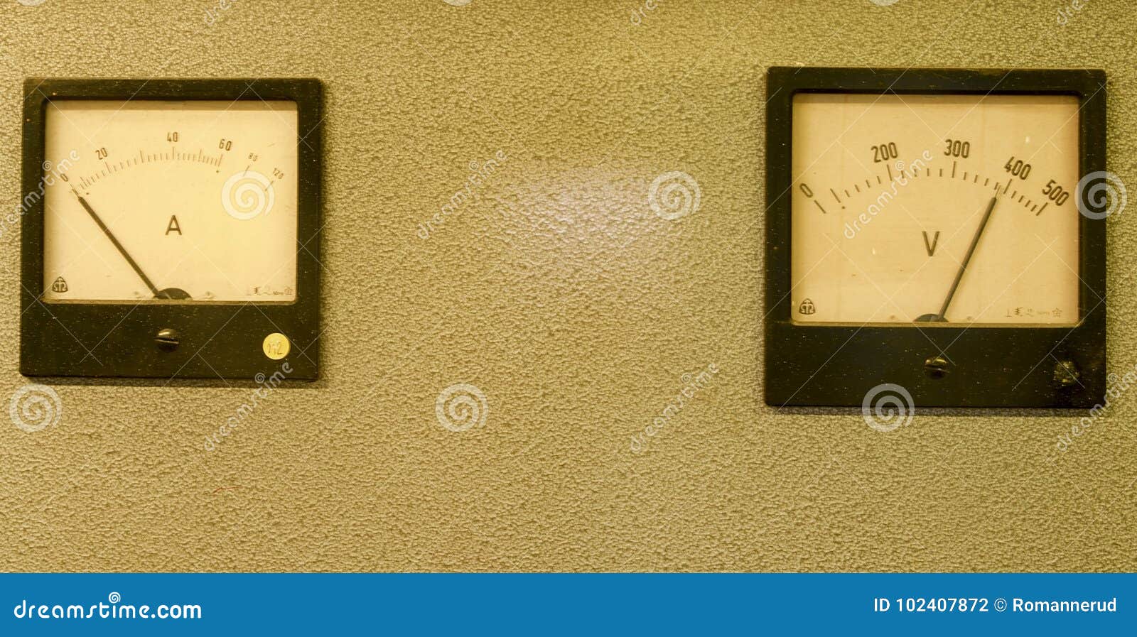 Analog Ampere Meter or Amp Meter and Analog Voltmeter Stock Photo ...