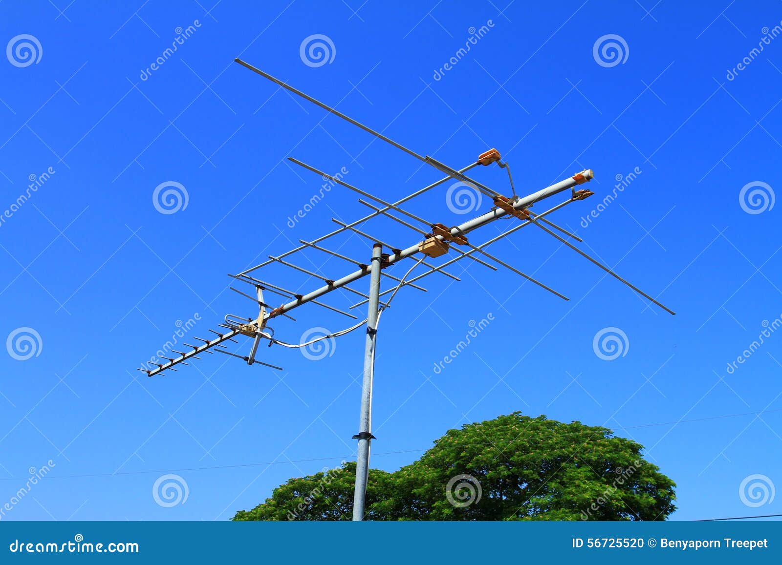 Analog Antennas with Blue Sky Background Stock Photo - Image of ...
