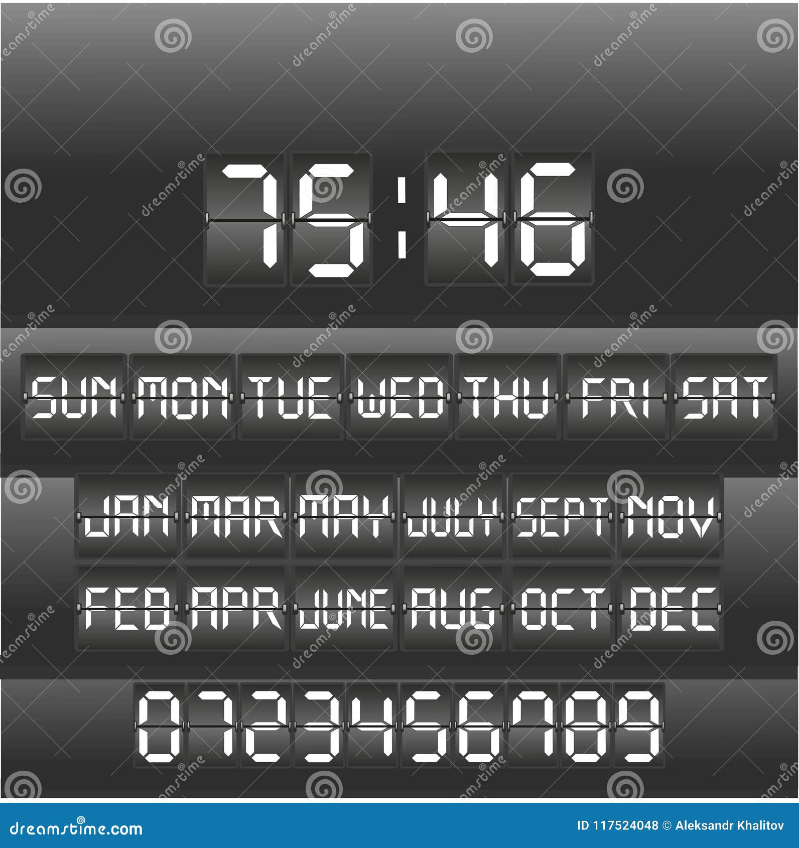 Analog Black Scoreboard Digital Timer Stock Illustration