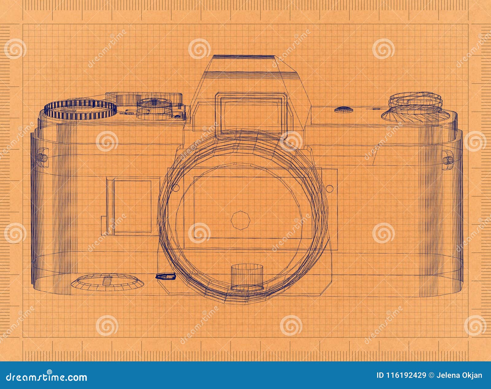 Analog Camera - Retro Blueprint Stock Illustration - Illustration of ...