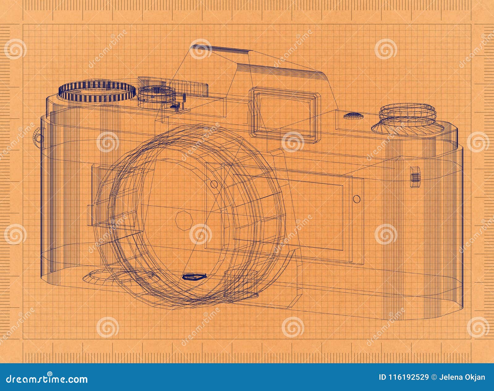 Analog Camera - Retro Blueprint Stock Illustration - Illustration of ...