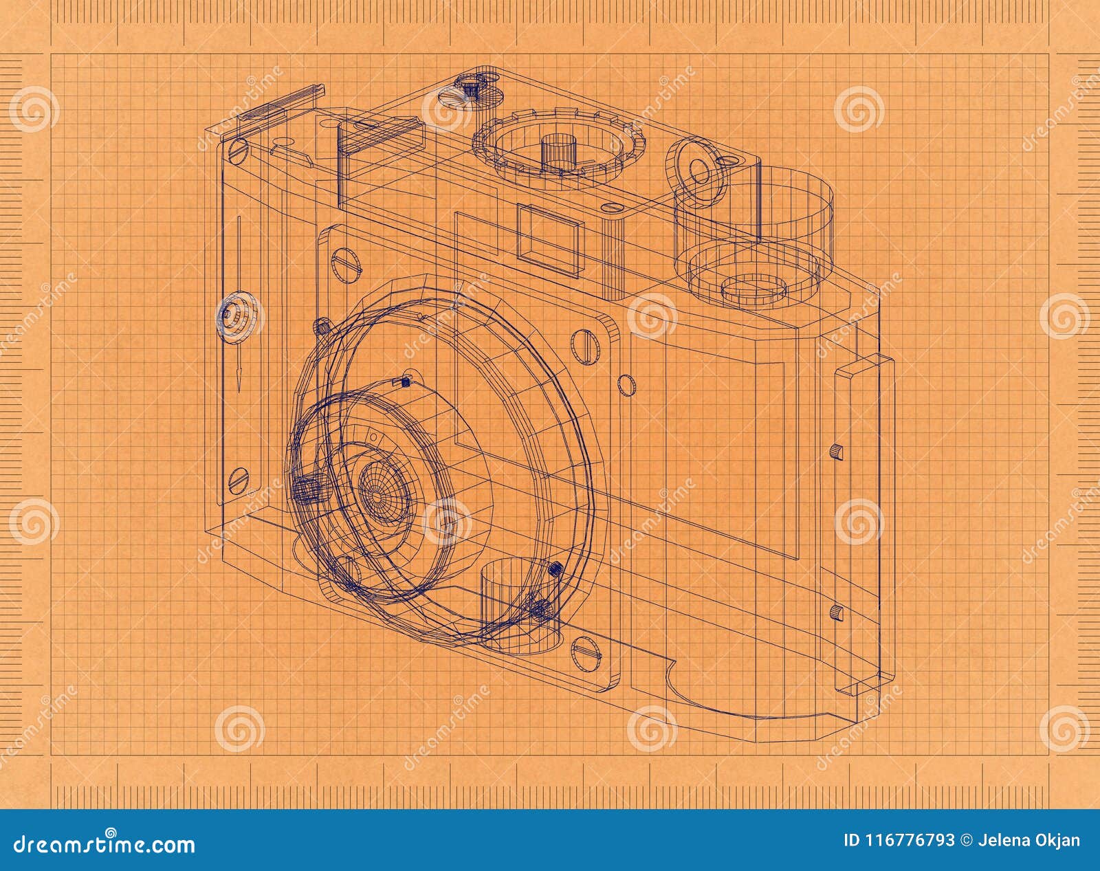 Analog Camera - Retro Blueprint Stock Illustration - Illustration of ...
