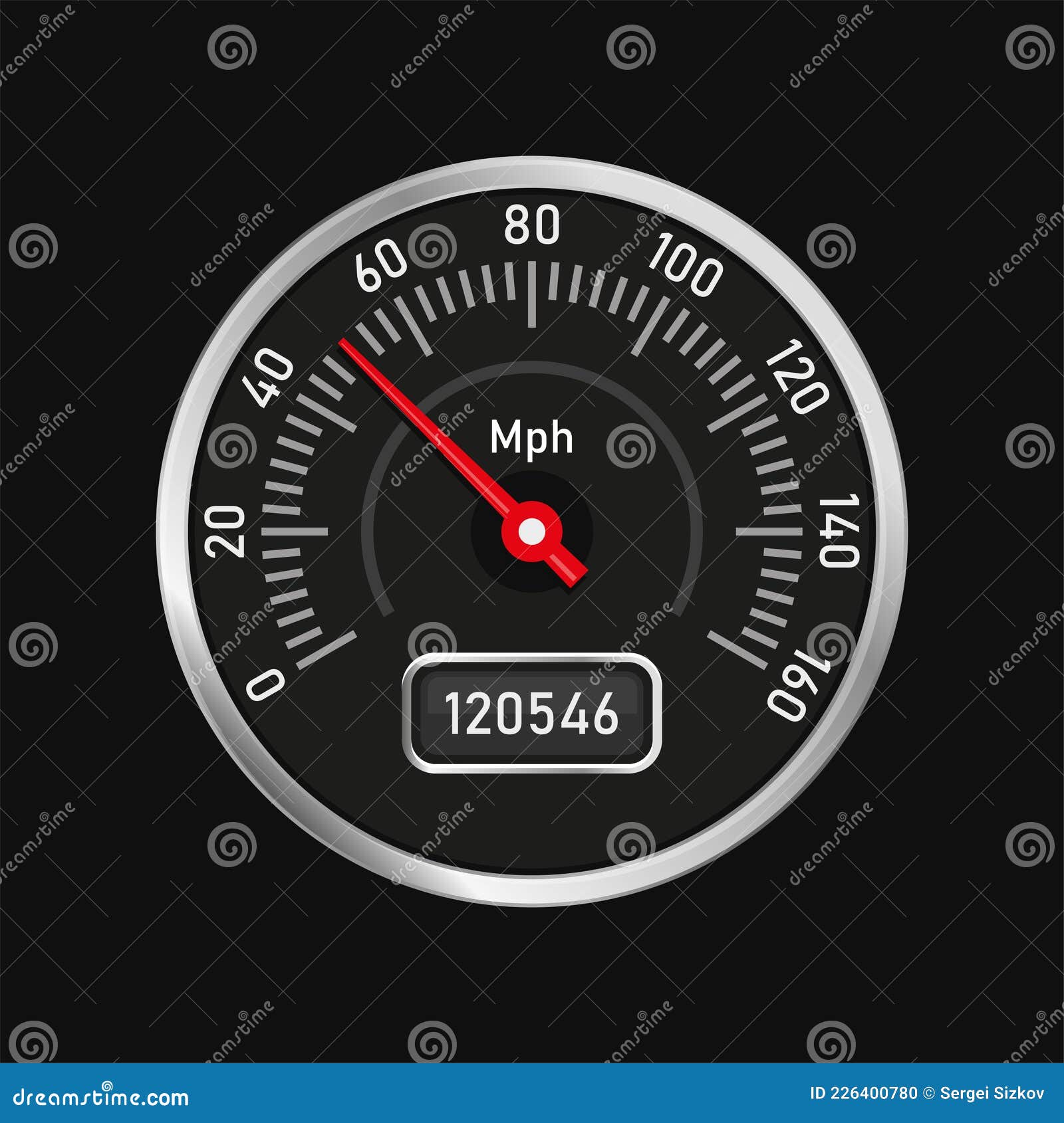 Analog Car Speedometer on White Background. Vector Stock Vector ...