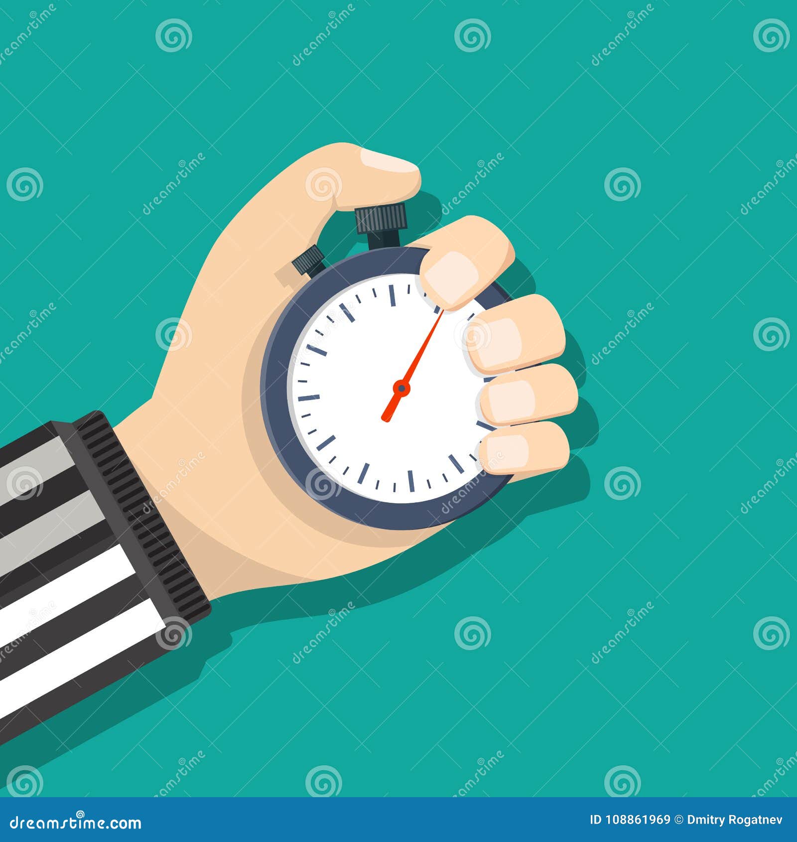 Analog Chronometer Timer Counter In Hand Stock Vector Illustration Of