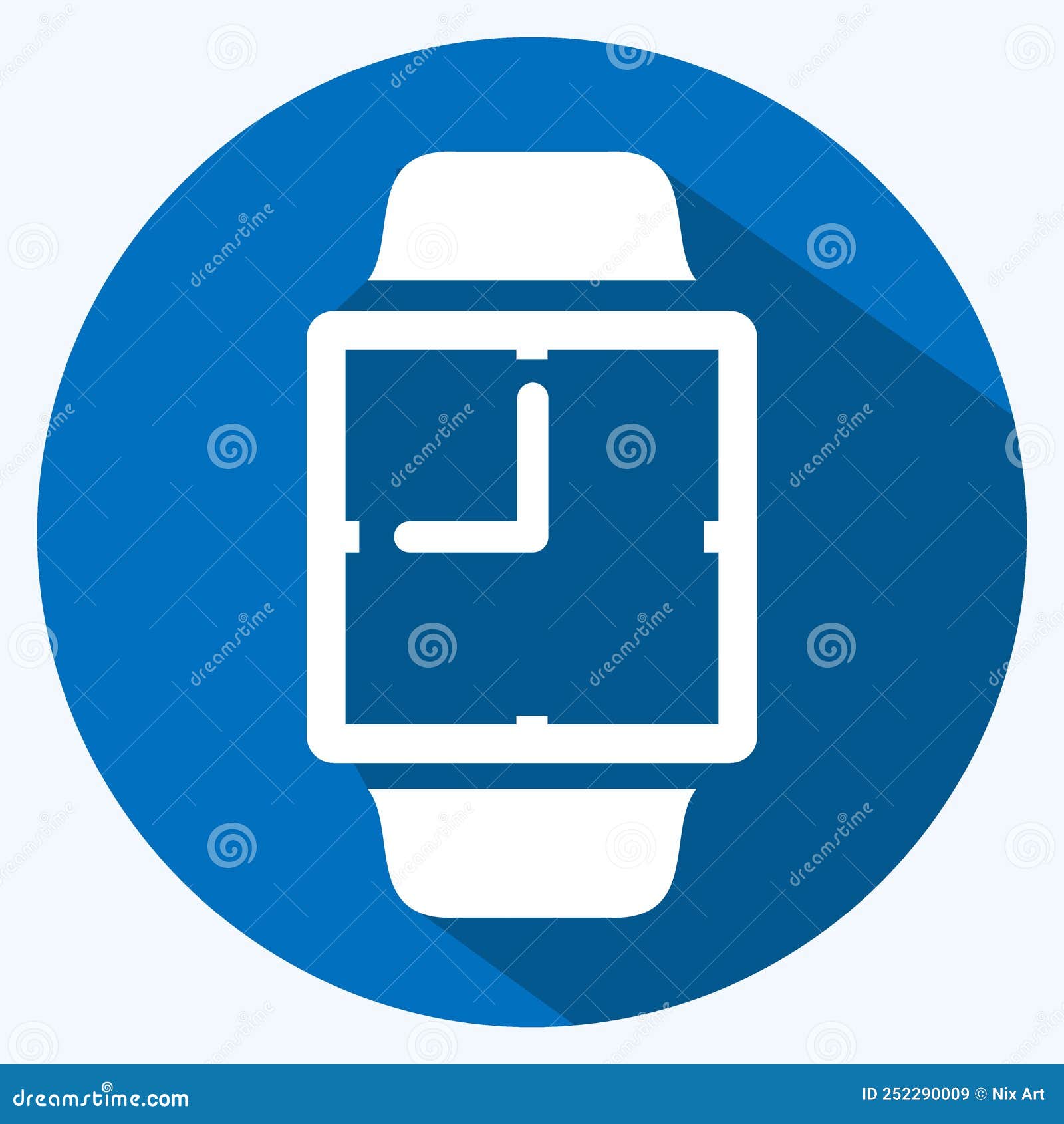 Analog Clock Icon in Trendy Long Shadow Style Isolated on Soft Blue ...