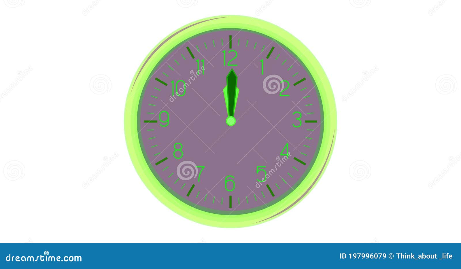 Time 12`o Clock. Analog Clock Isolated on White Background | Beautiful ...