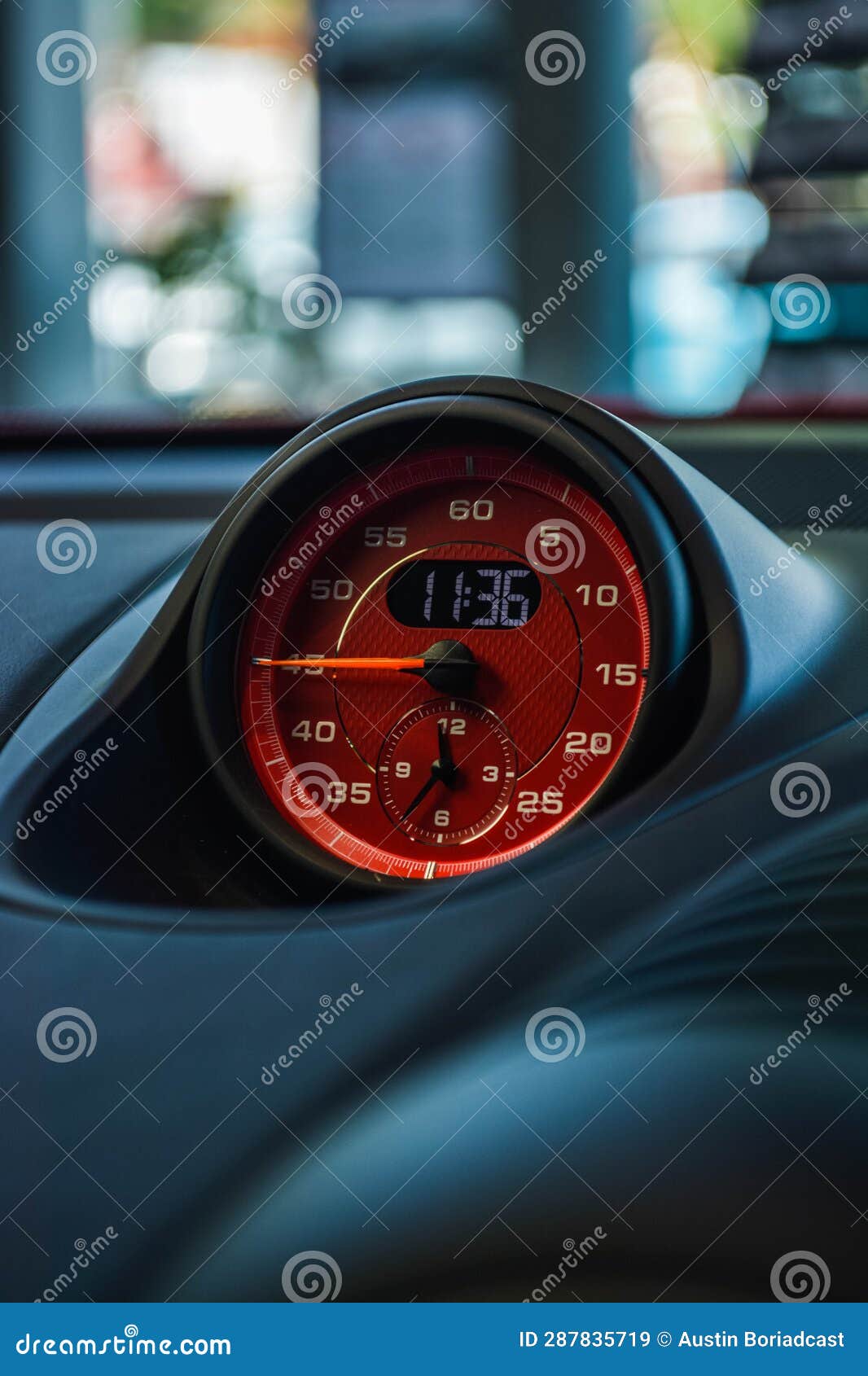 Analog Clock of Luxury Supercar Inside of a Showroom Stock Image ...