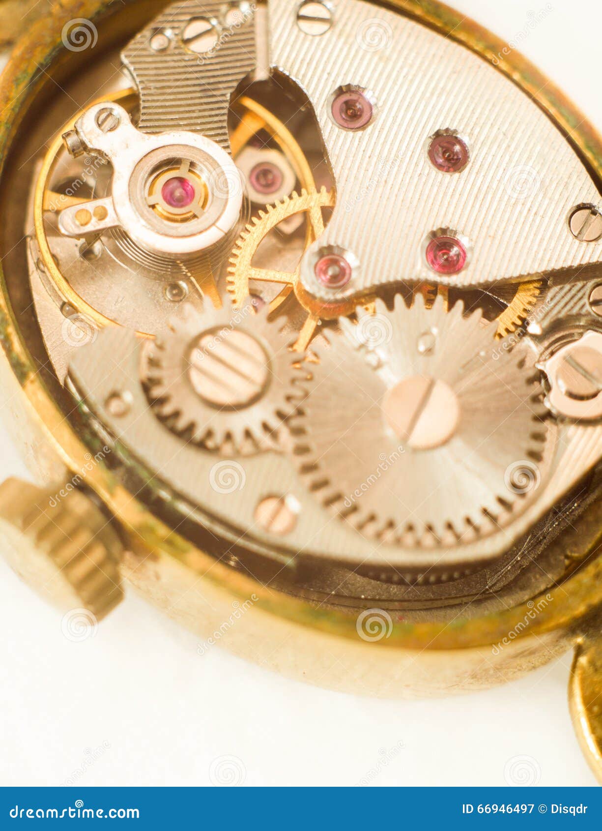 Analog Clock Metal Mechanism Close Up Stock Image - Image of ruby ...