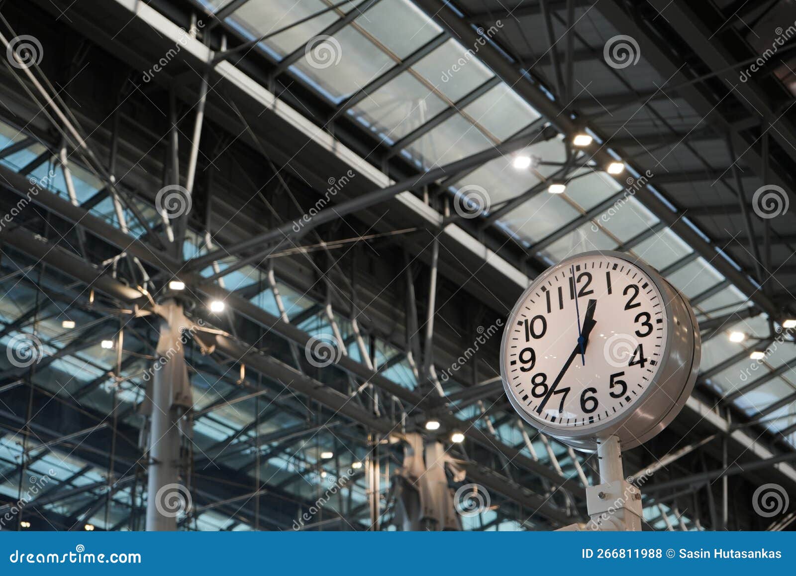 Analog Clock in a Public Area Stock Photo - Image of greenblue, blue ...