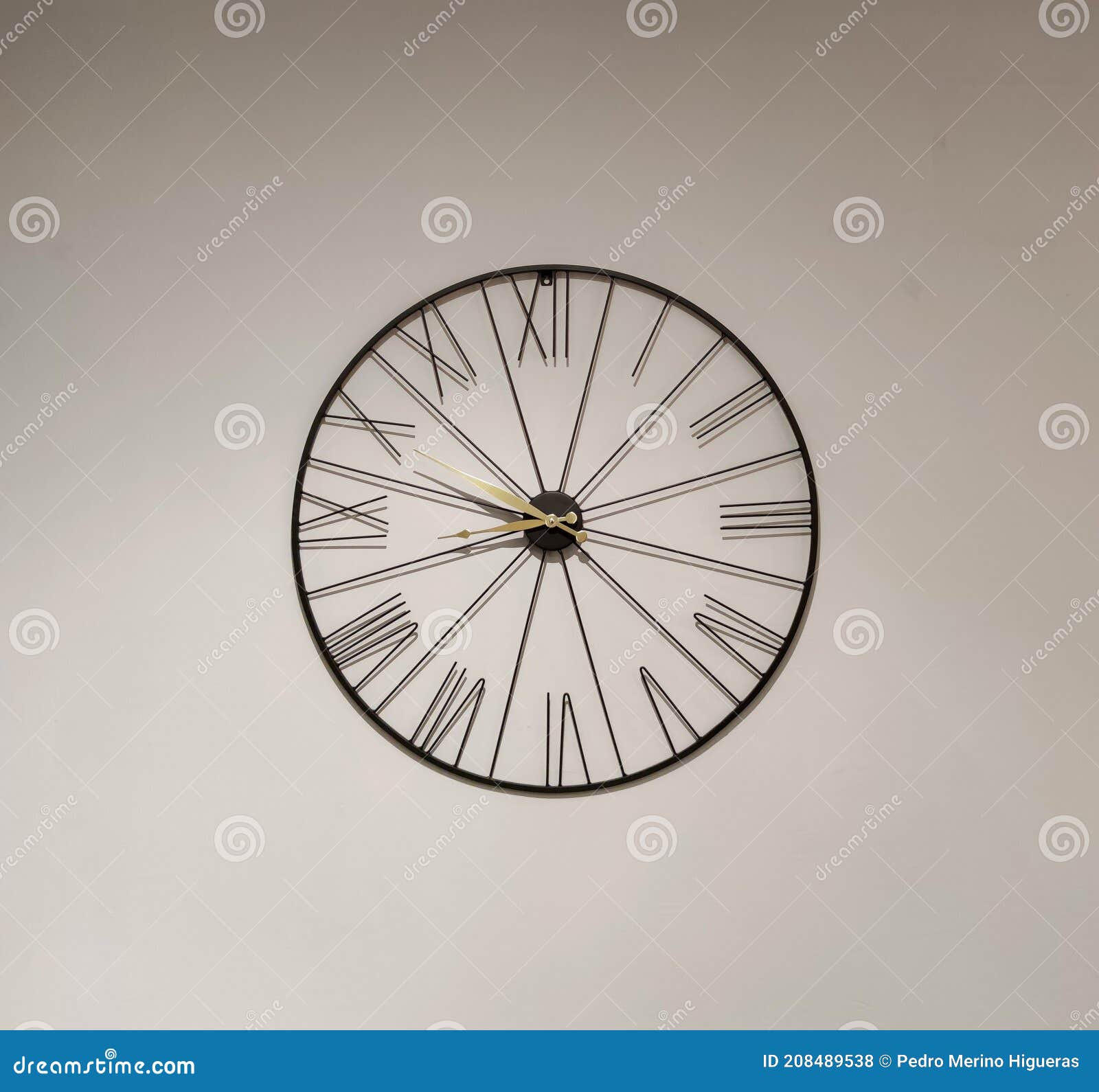 Analog Clock with Roman Number on Gray Wall Stock Photo - Image of ...