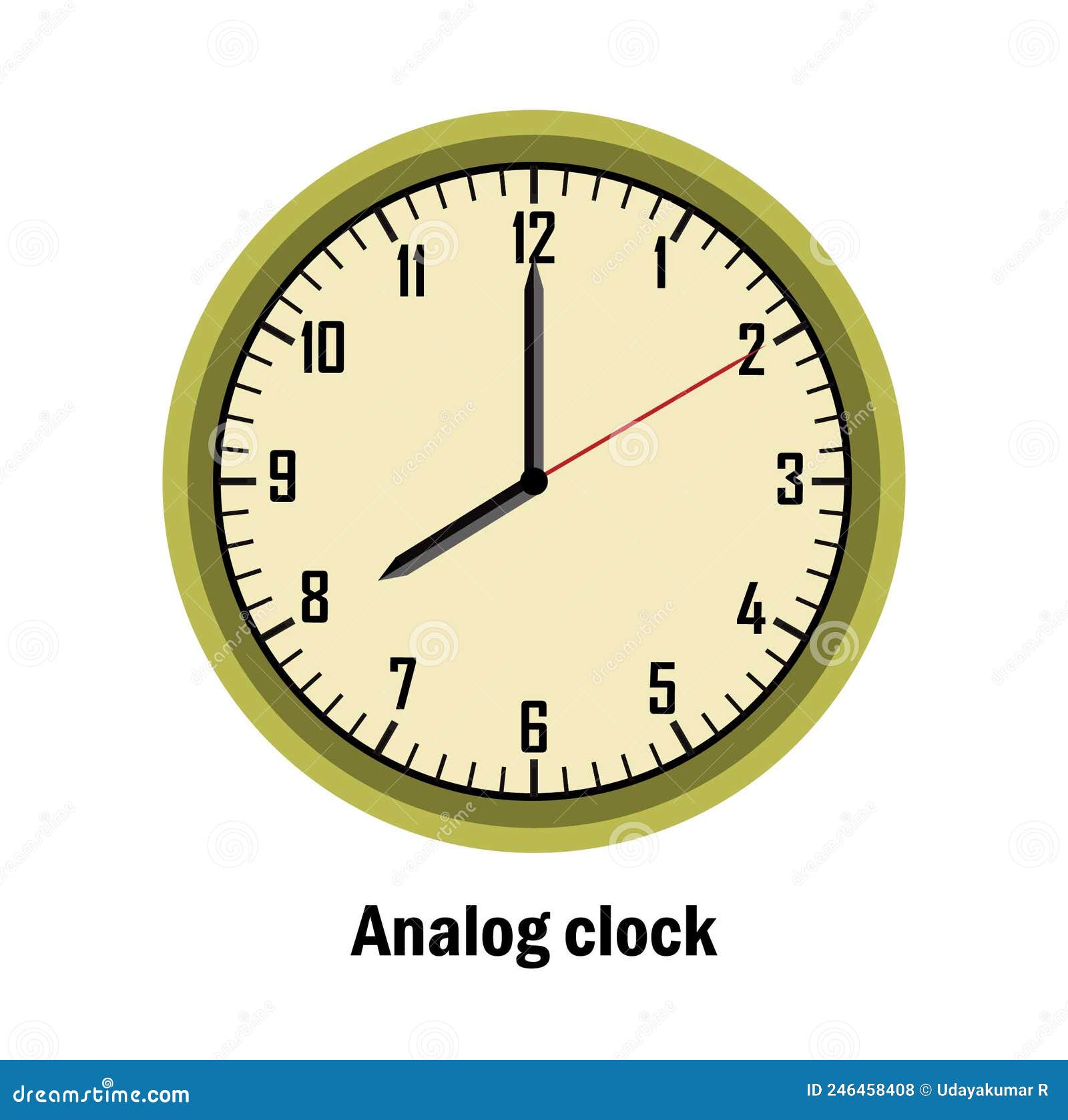 Analog Clock Time. 08-00. with White Background. Vector Stock Vector ...