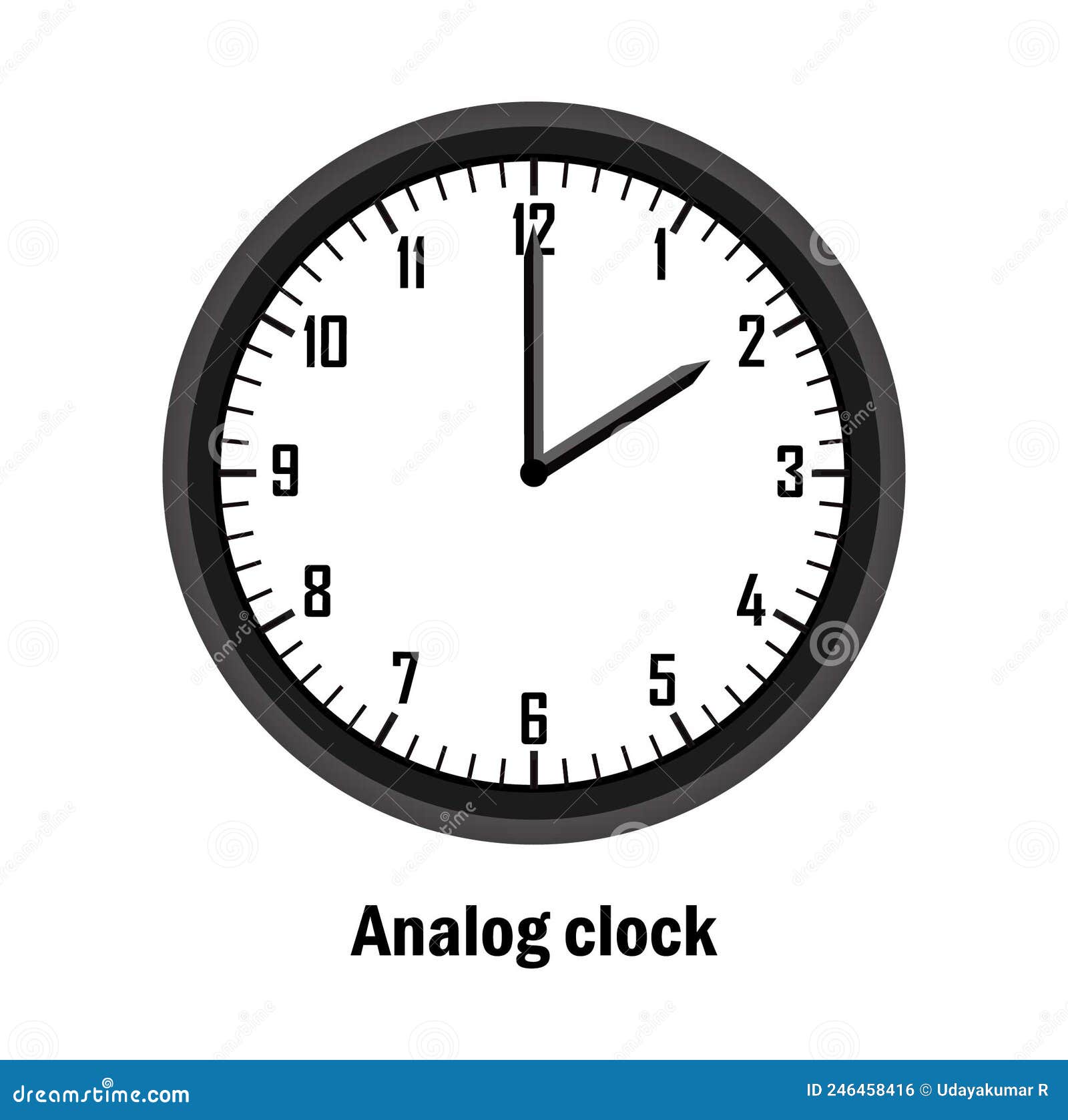 Analog Clock Time. 02-00. with White Background. Vector Stock Vector ...