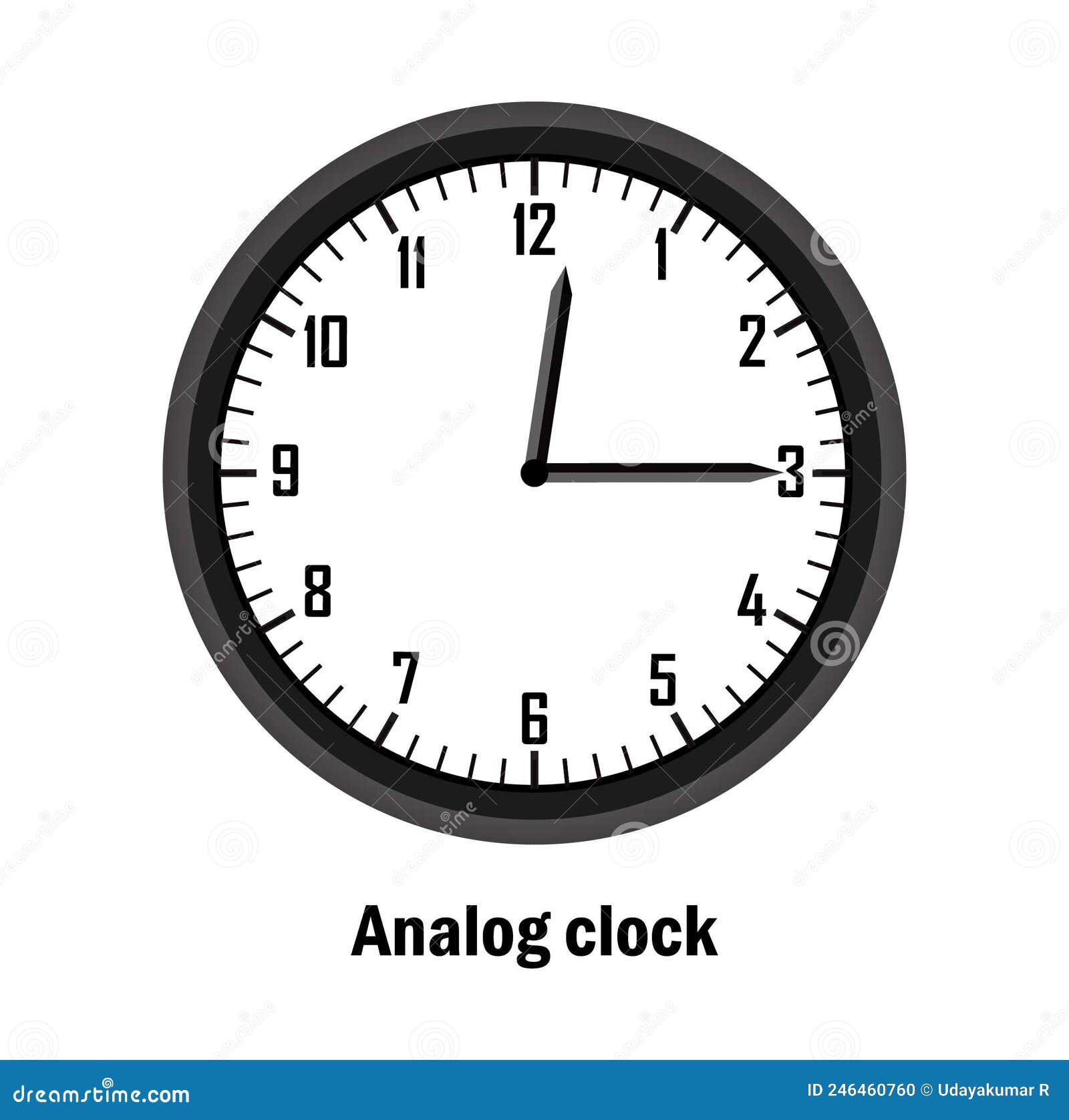 Analog Clock Time. 12.00. with White Background. Vector Stock Vector ...