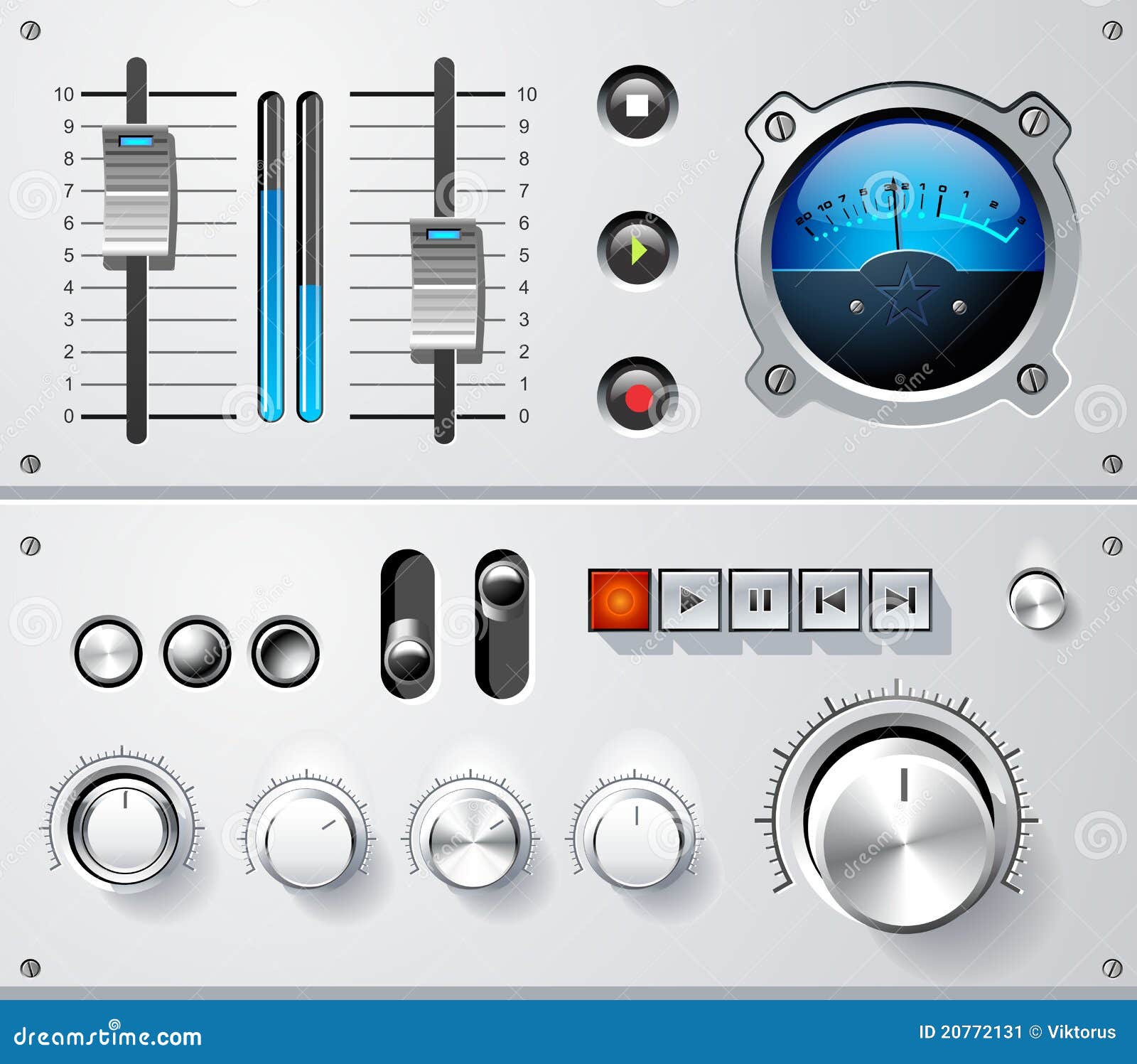 Analog Controls Interface Elements Vector Set | CartoonDealer.com #27919462