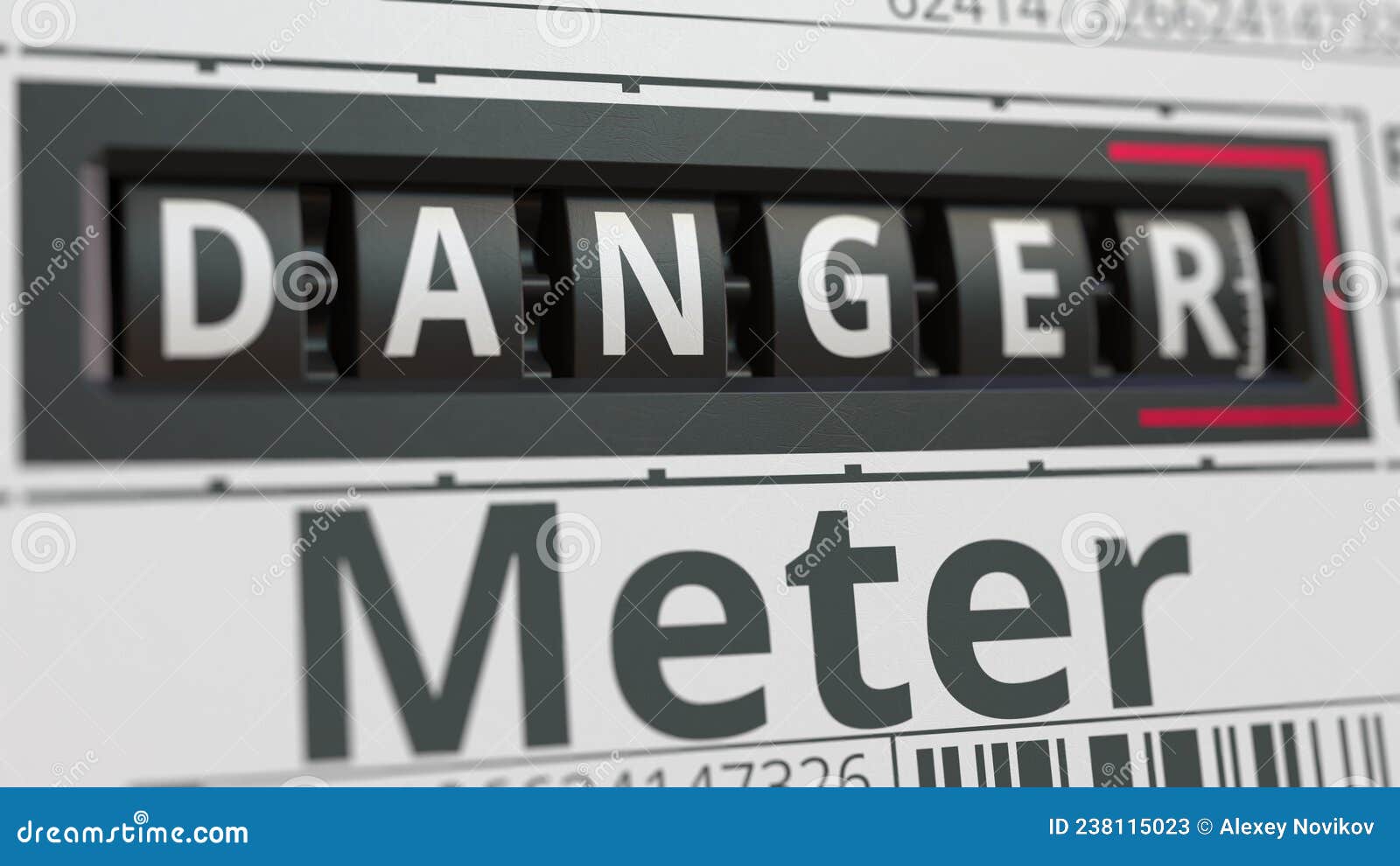 Analog Counter Displays DANGER Text, Conceptual 3D Rendering Stock ...