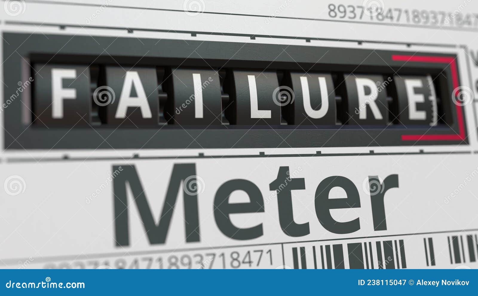 Analog Counter Displays FAILURE Text, Conceptual 3D Rendering Stock ...