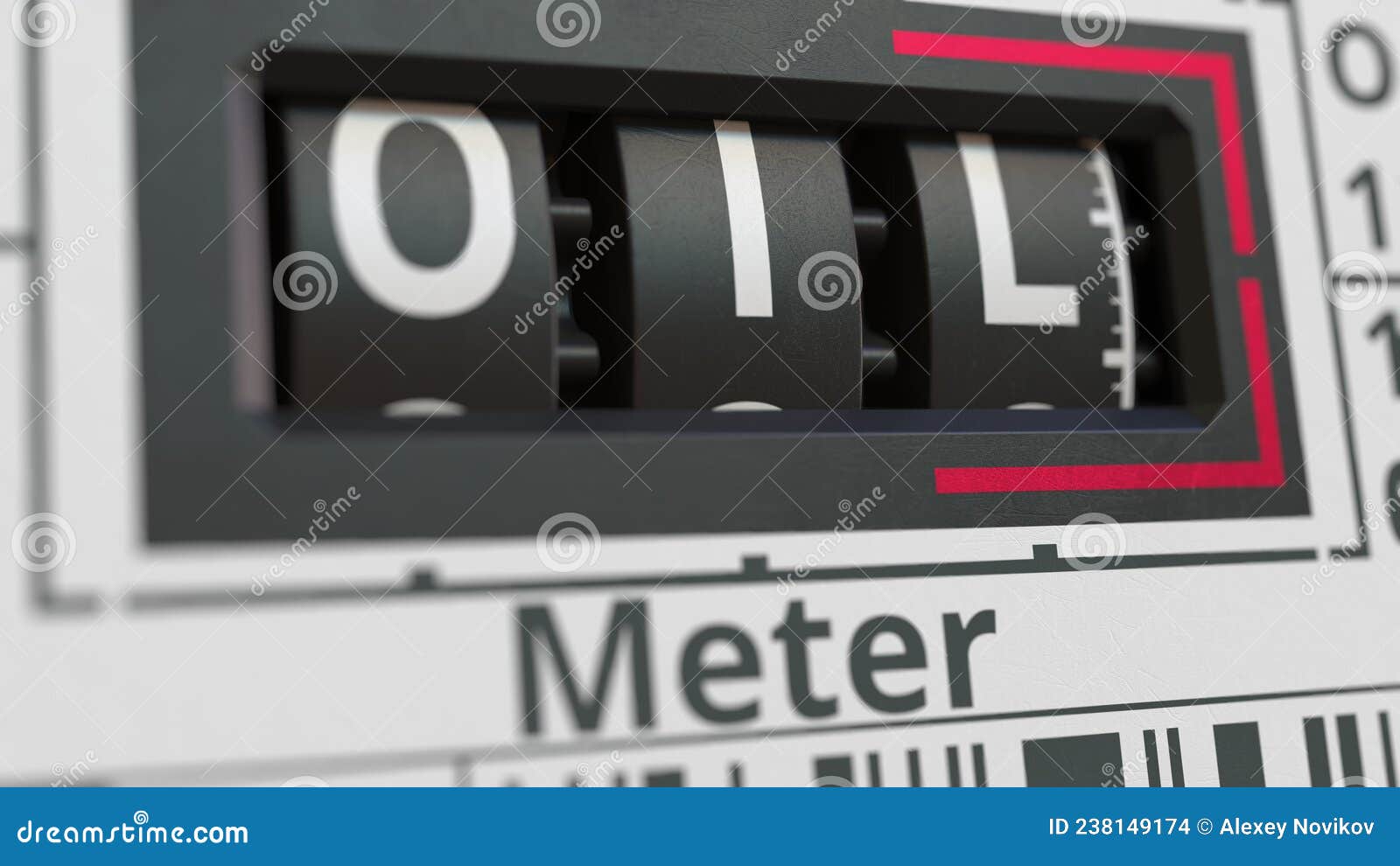 Analog Counter Displays OIL Text, Conceptual 3D Rendering Stock ...