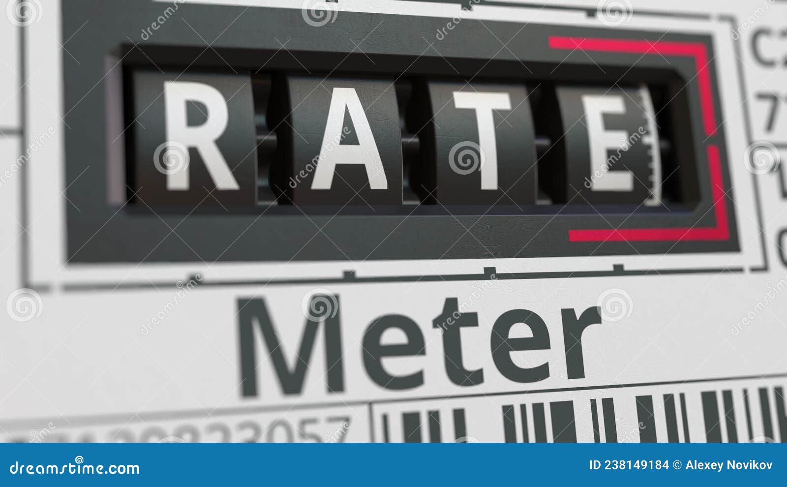 Analog Counter Displays RATE Text, Conceptual 3D Rendering Stock ...