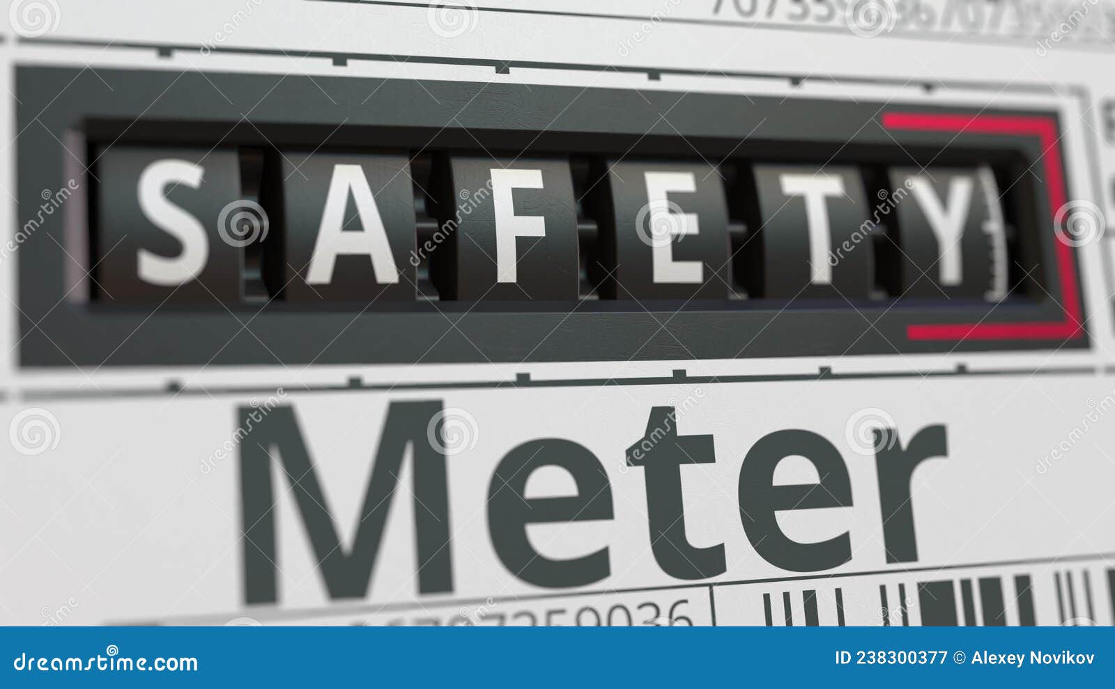 Analog Counter Displays SAFETY Text, Conceptual 3D Rendering Stock ...