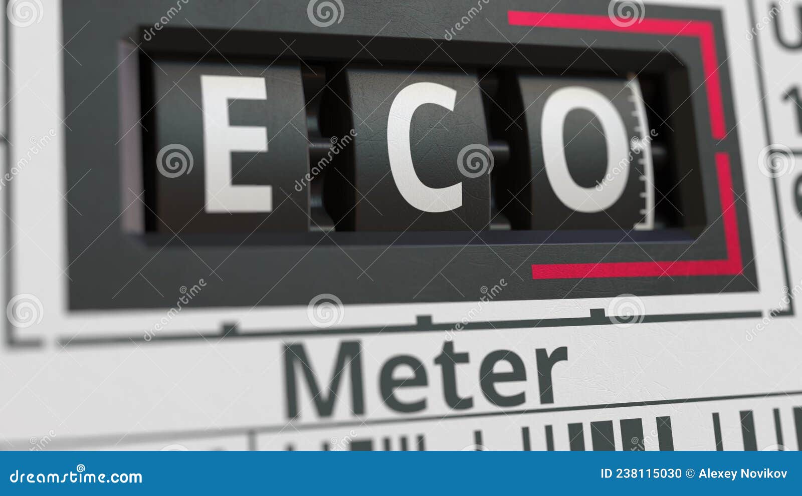 Analog Counter or Meter with ECO Text. Conceptual 3D Rendering Stock ...