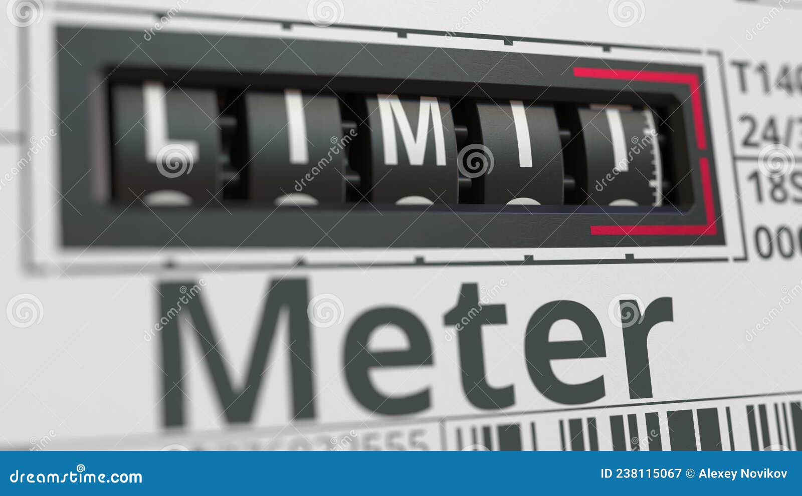 Analog Counter or Meter with LIMIT Text. Conceptual 3D Rendering Stock ...
