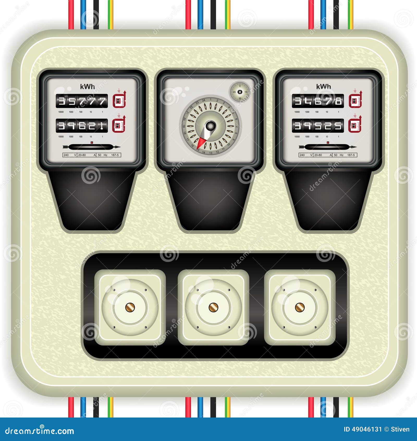 Analog Electric Meters with Fuses Stock Vector - Illustration of ...