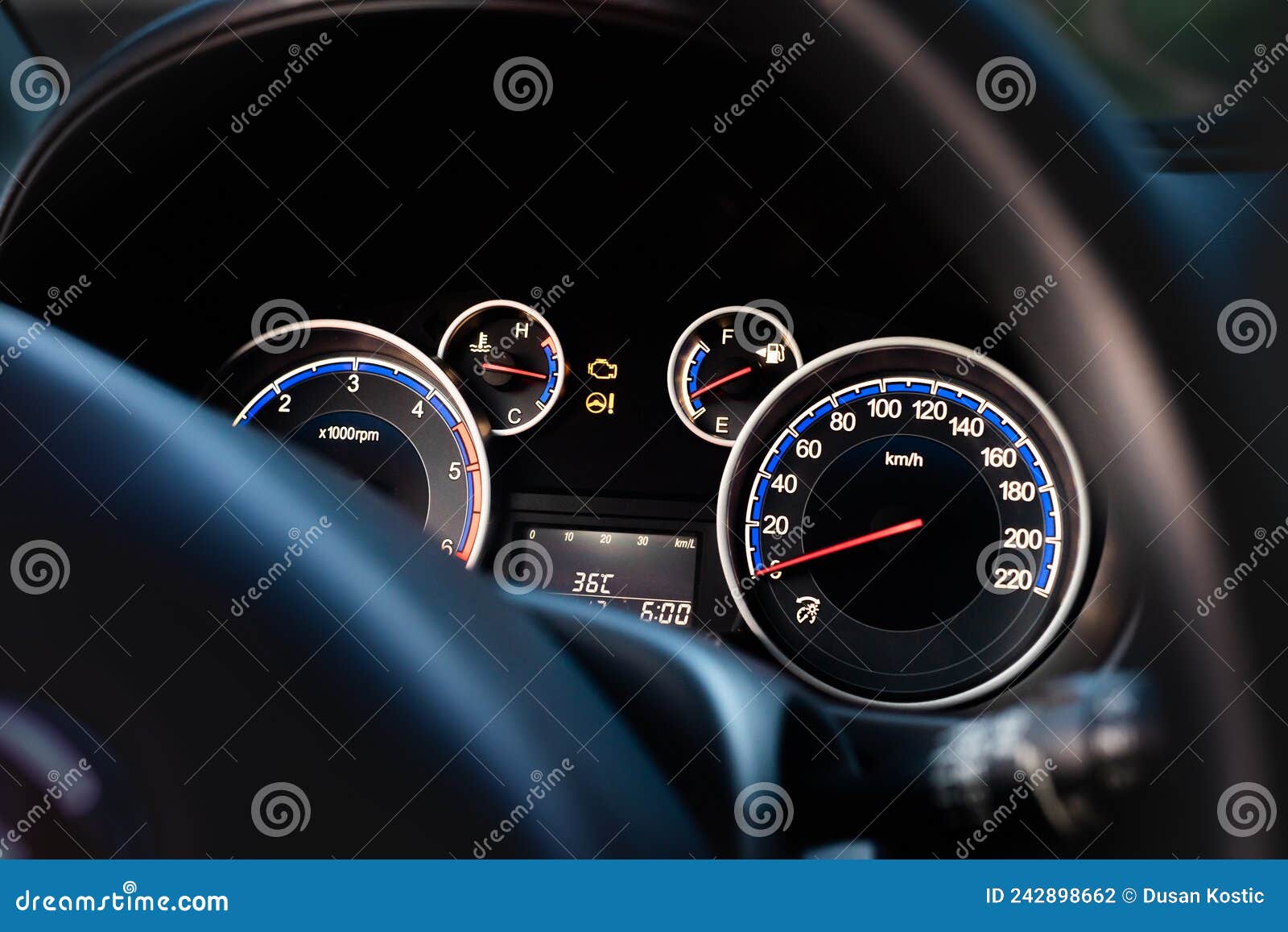Analog Instruments in Car Dashboard Stock Photo - Image of dark ...