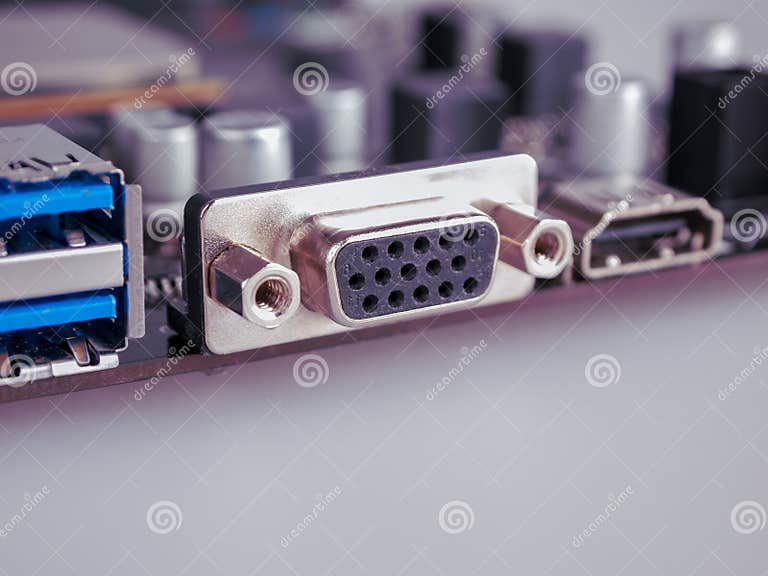 Analog Output Video Input VGA Connector on the Computer Motherboard ...
