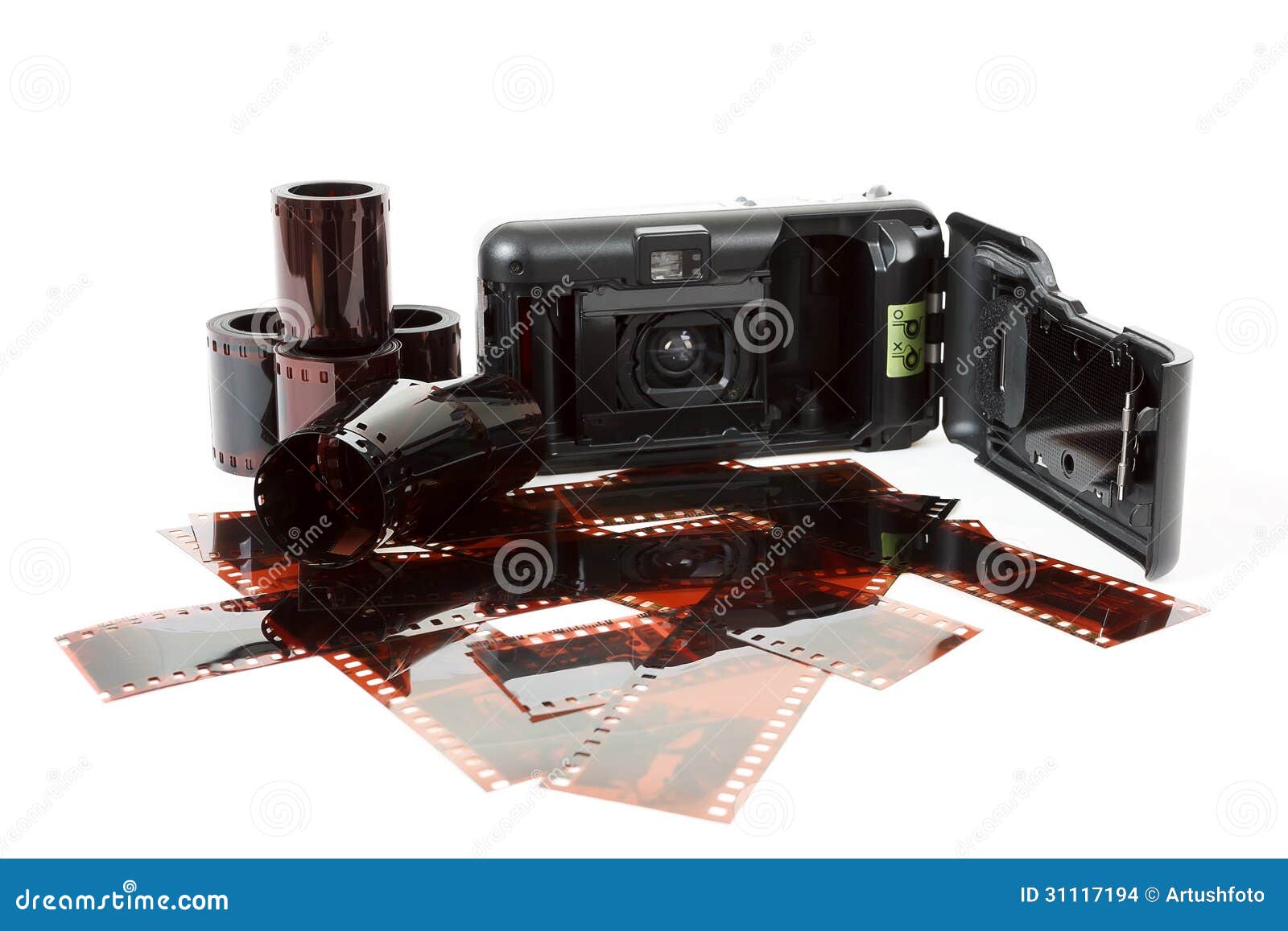 Analog Photo Camera and Color Negative Films Stock Photo - Image of ...