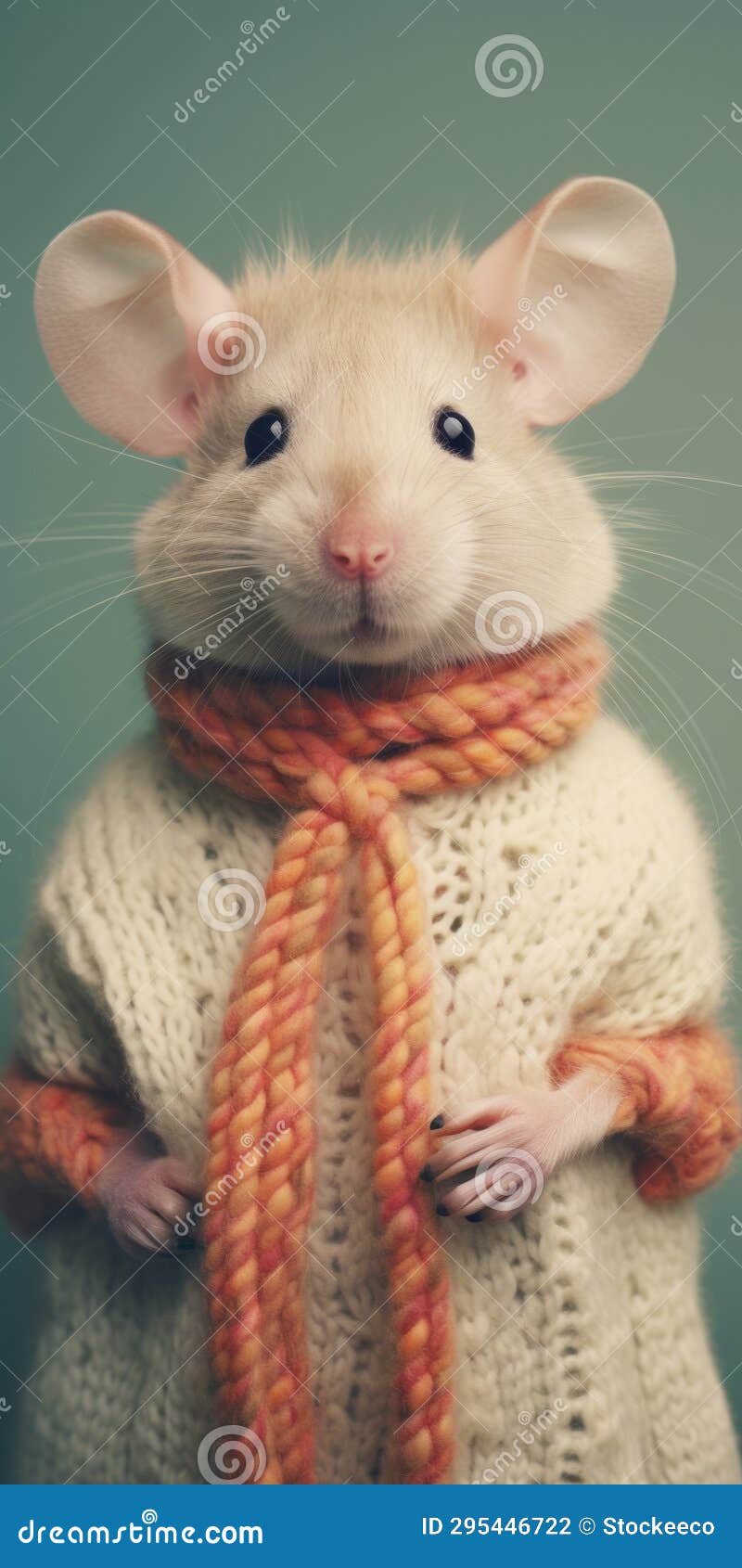 Analog Portrait: Mouse in Knitwear with Braids Stock Illustration ...