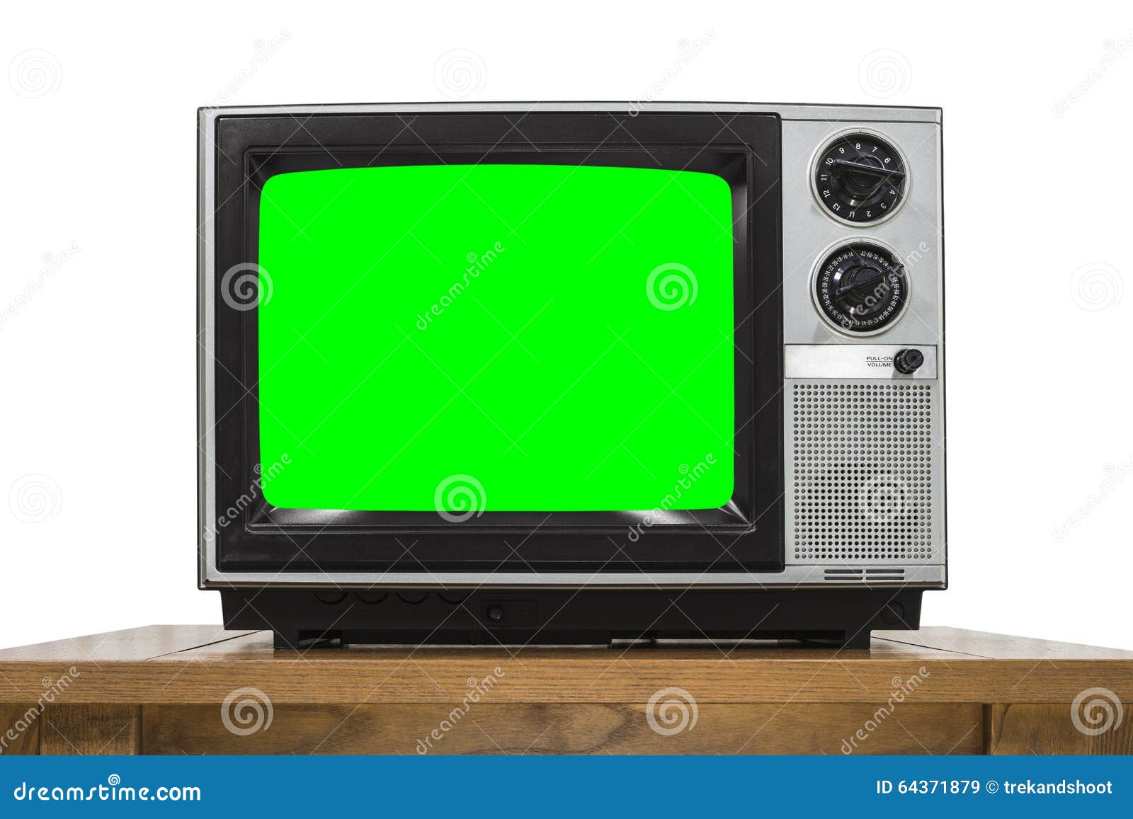 Analog Television on White with Chroma Key Green Screen Stock Image ...