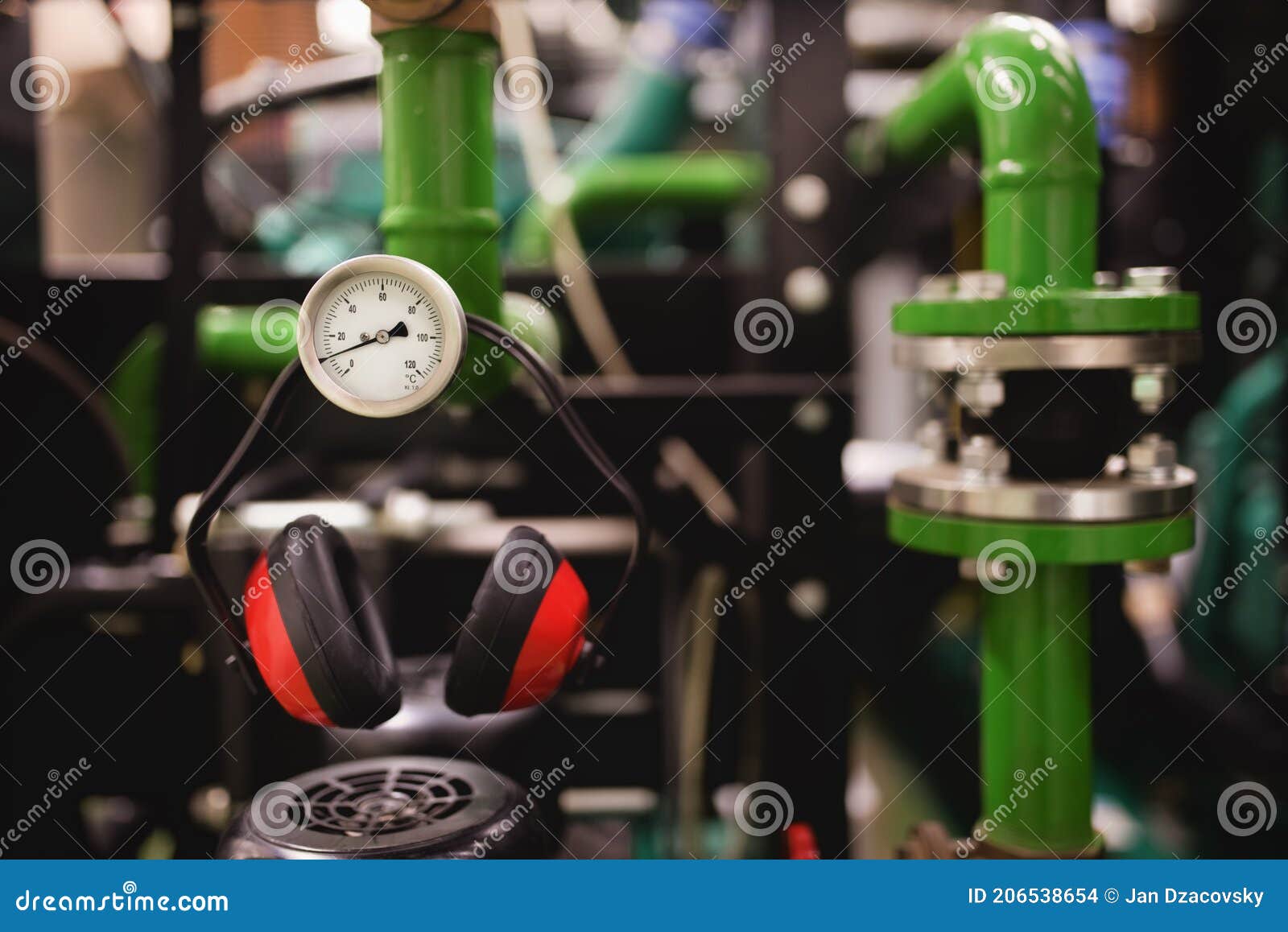 Analog Temperature Indicator of the Diesel Generator. Stock Photo ...