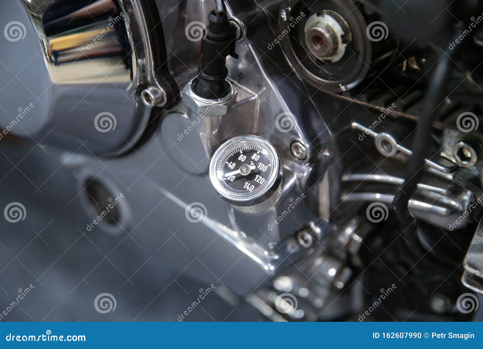 Analog Temperature Sensor on a Motorcycle Engine Stock Photo - Image of ...