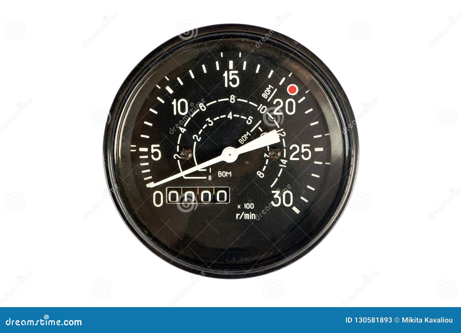 Analog Tractor Tachometer on Isolated Stock Image - Image of black ...