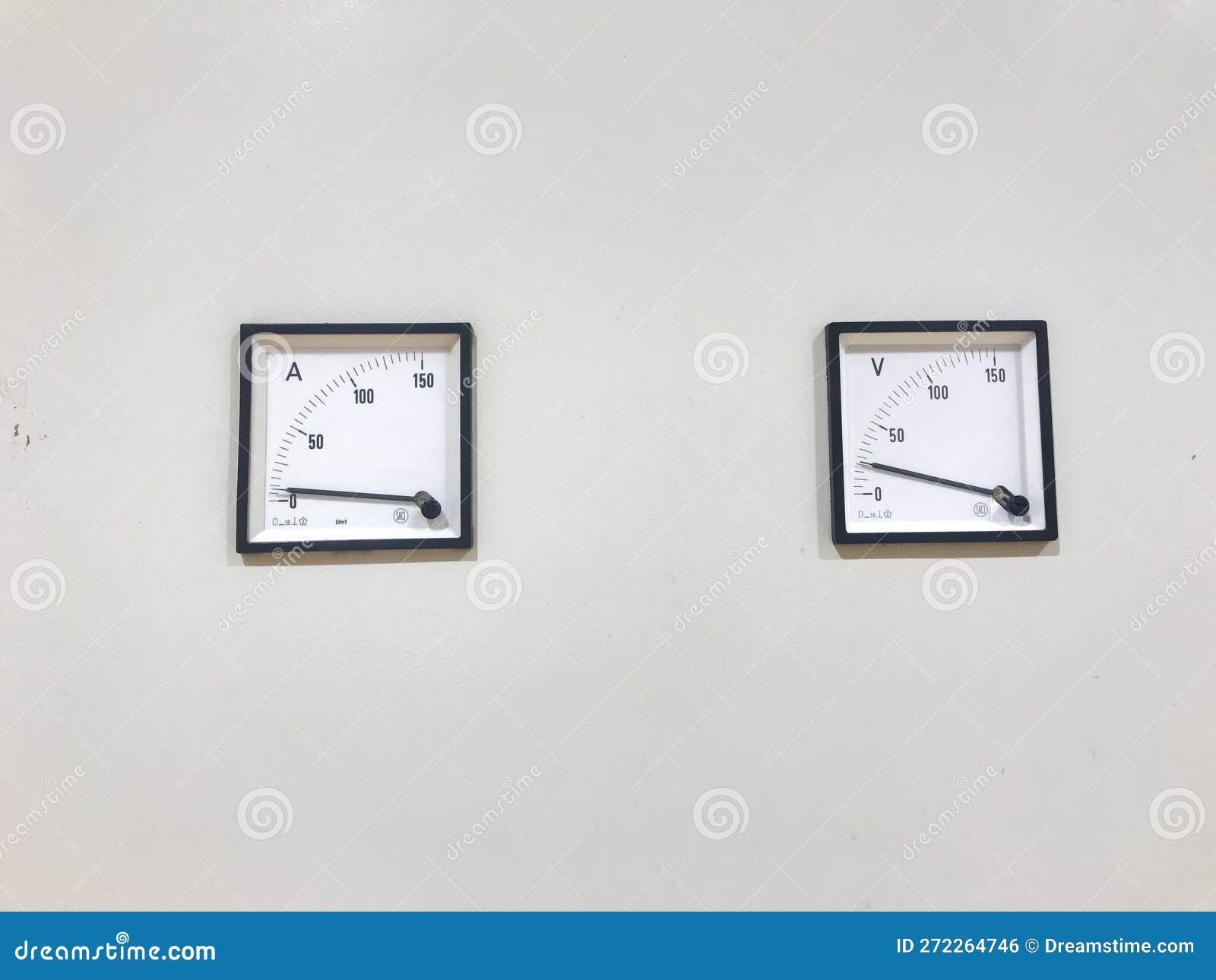 Analog Voltmeter and Amp Meter with Dial and Arrow. Indoor Electrical ...