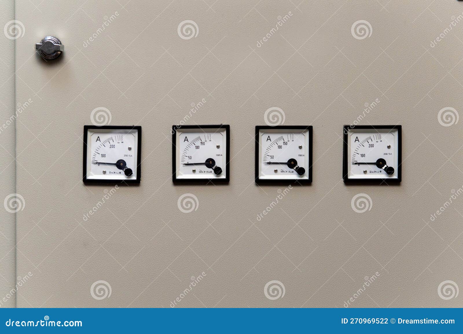 Analog Voltmeter, Amp Meter and Signal Lamp on Control Panel of Power ...