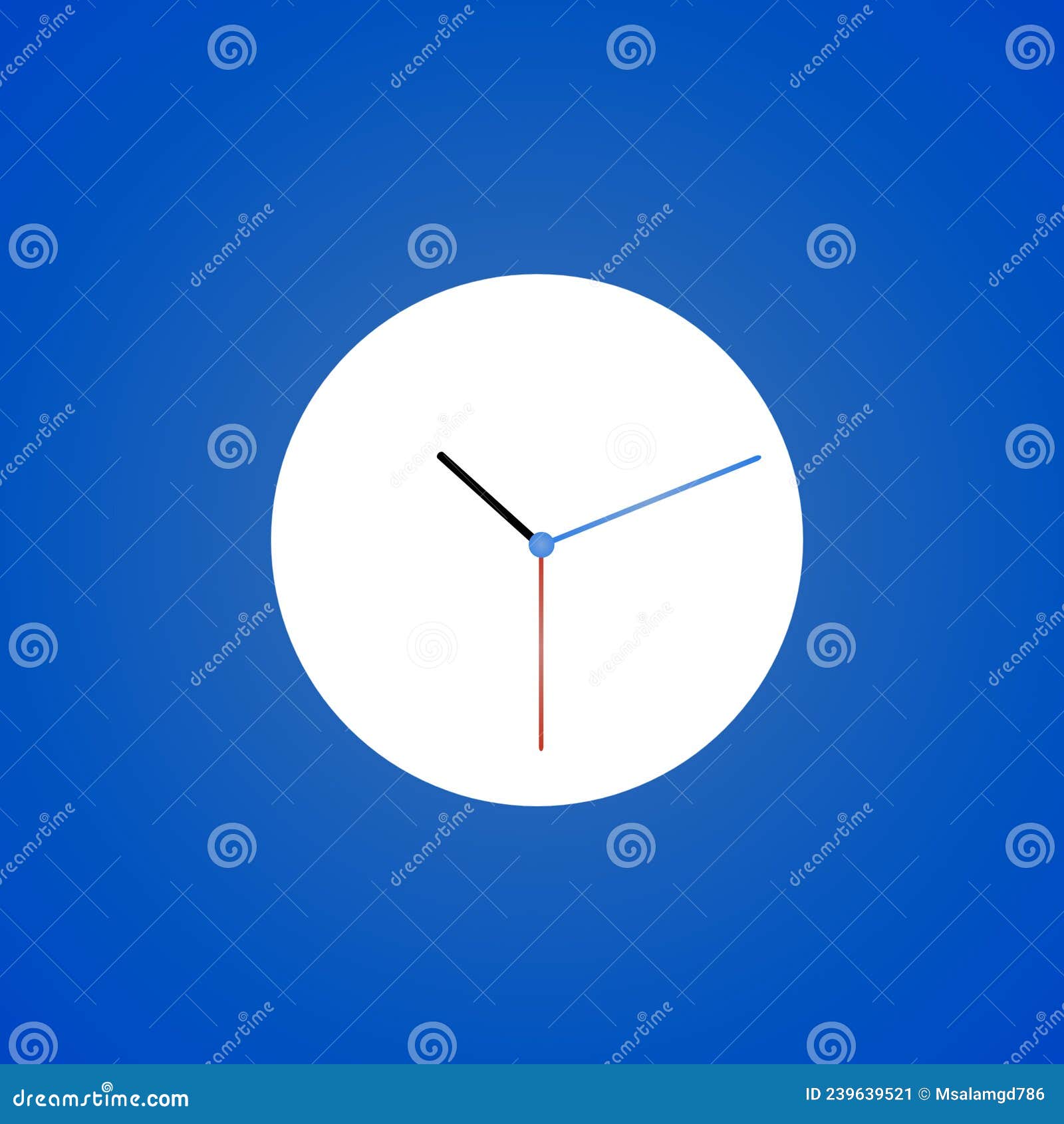 Analog White Color Wall Clock Digital Illustration on Blue Background ...