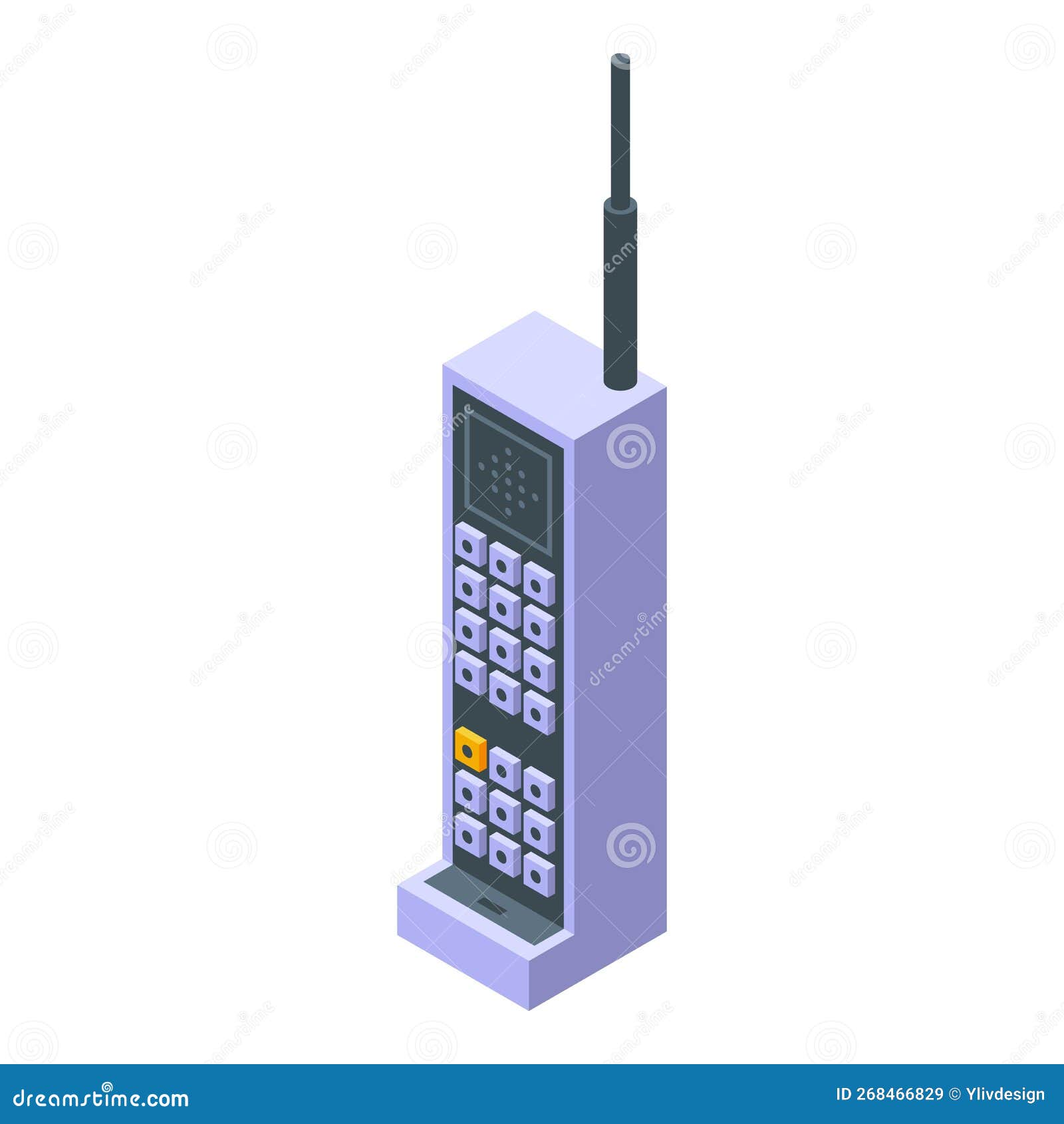 Analogue Wireless Telephone Icon Isometric Vector. Retro Old Stock ...