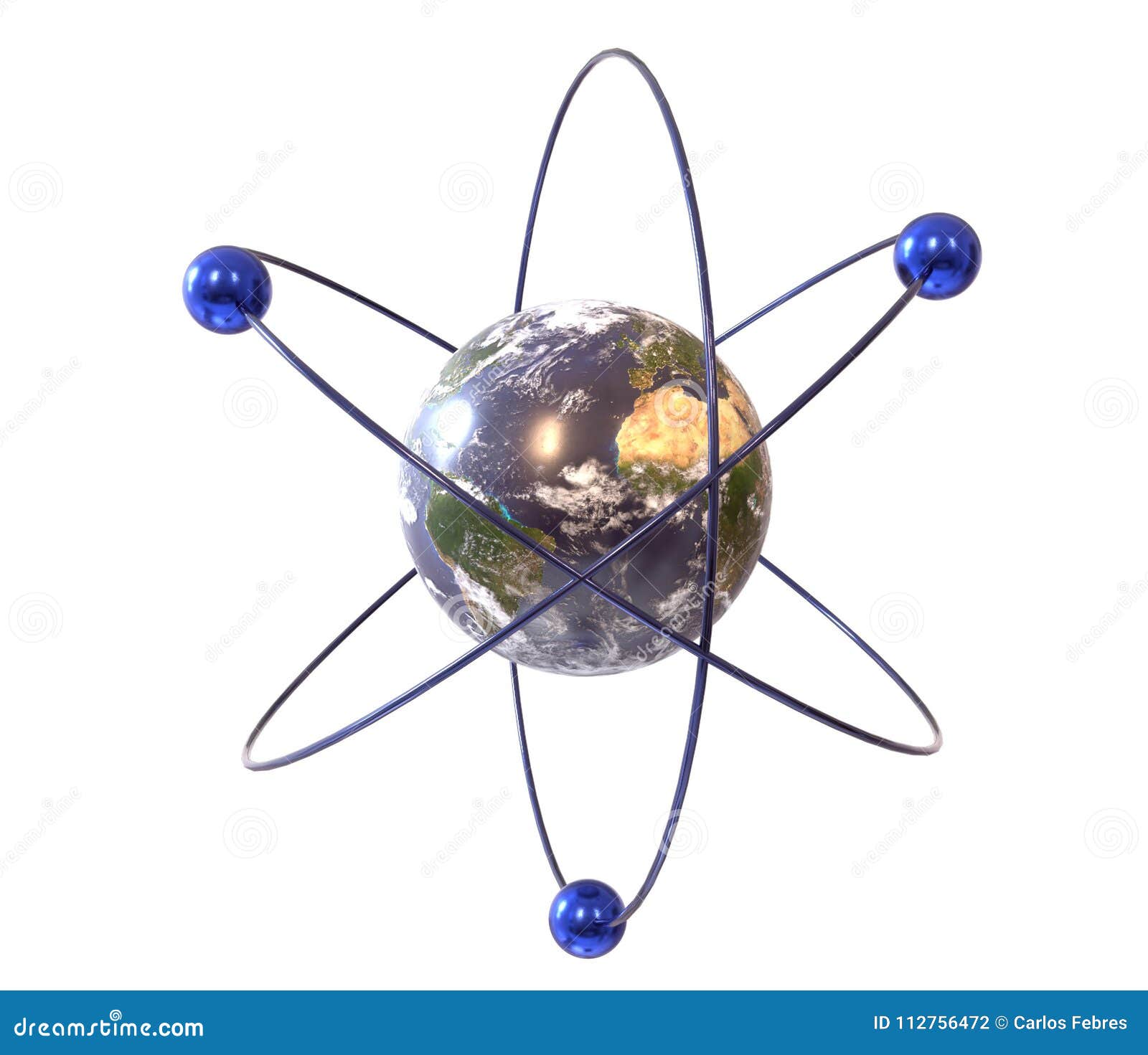 Analogy of the Earth and the Atom, 3d Illustration Stock Illustration ...