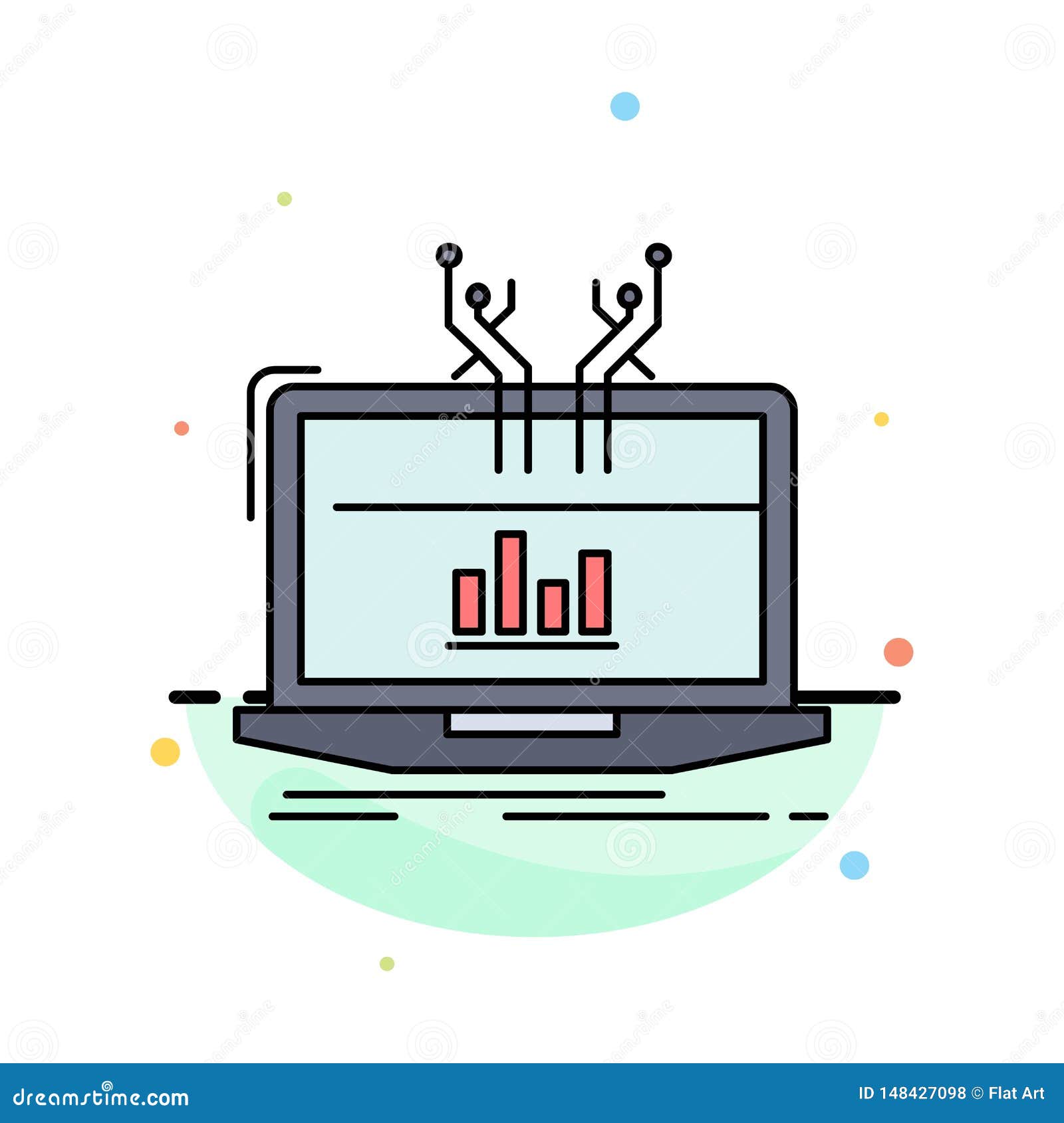 Analyse, Analytisch, Management, on-line, Plattform Flacher Farbikonen ...