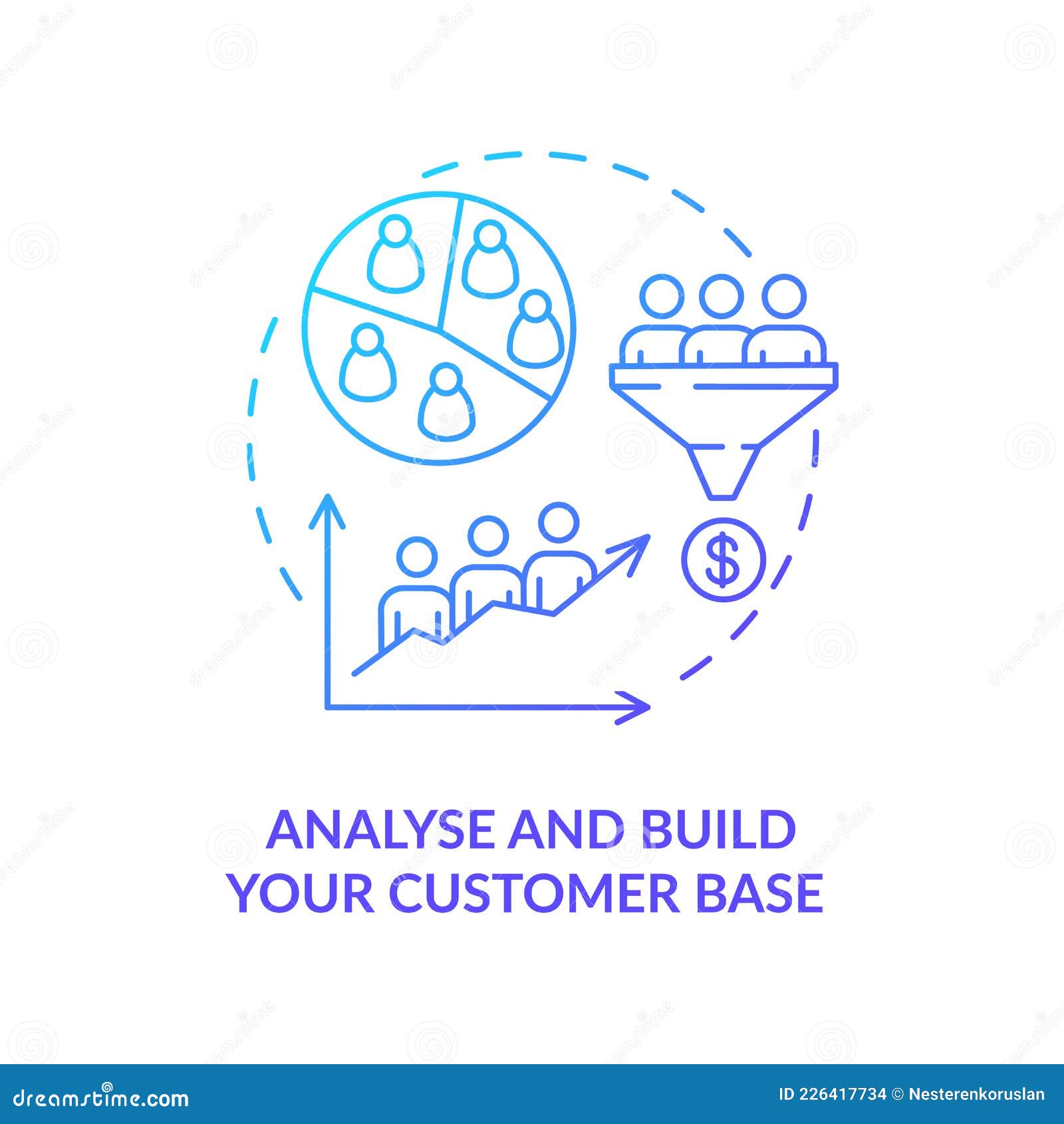 Analyse and Build Customer Base Blue Gradient Concept Icon Stock Vector ...