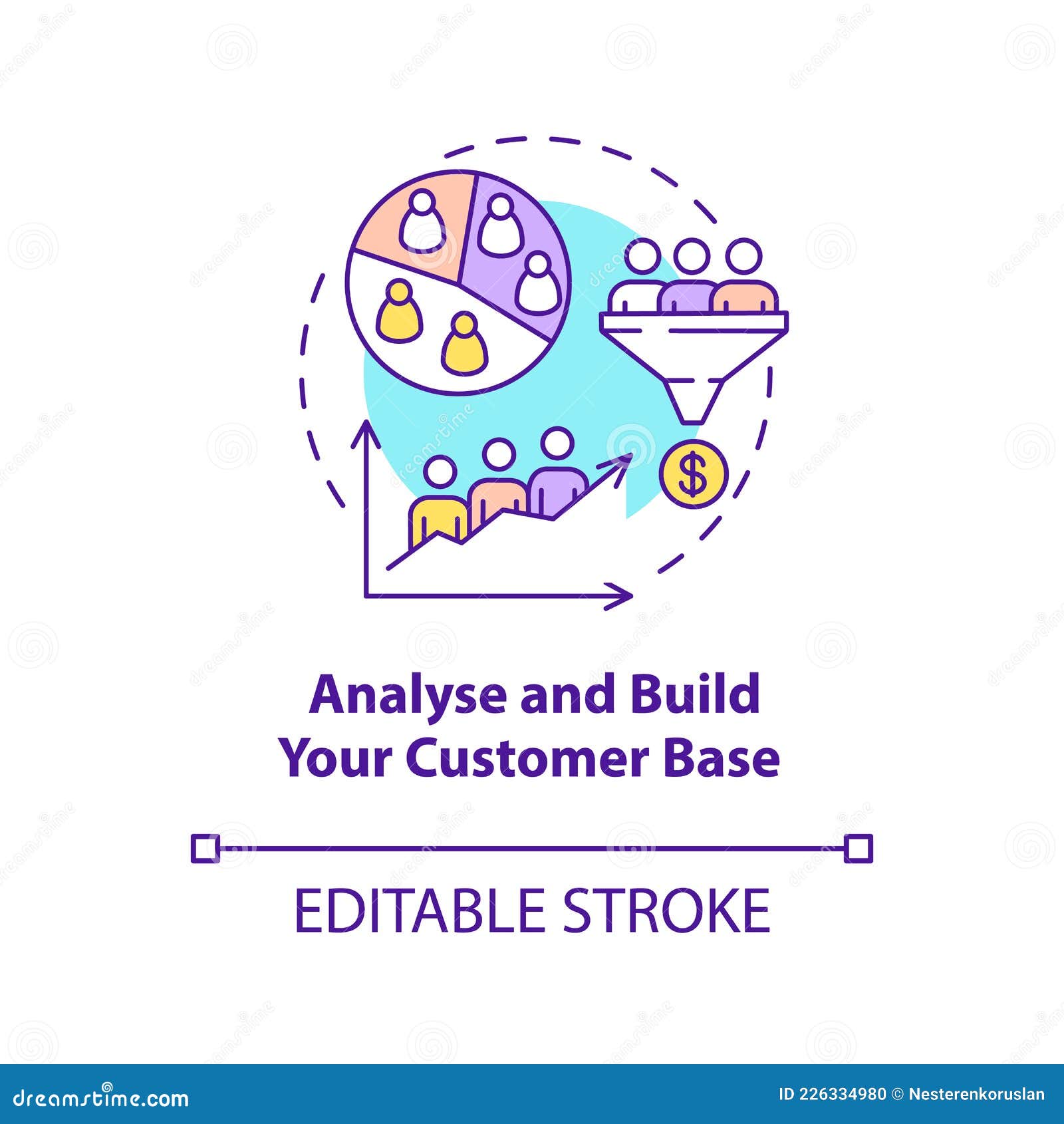 Analyse and Build Customer Base Concept Icon Stock Illustration ...