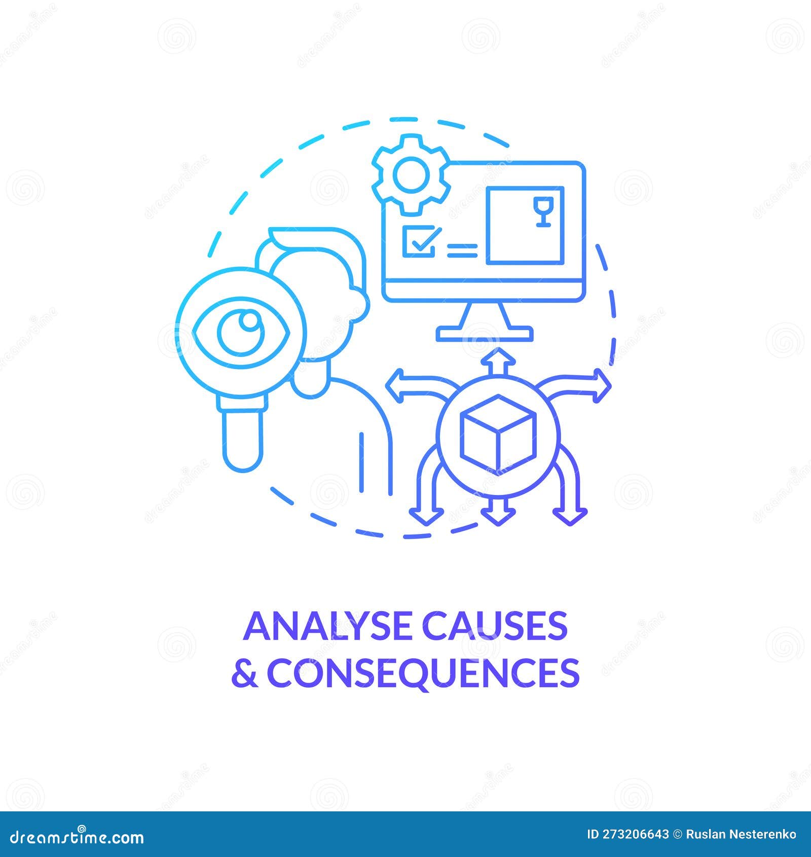 Analyse Causes and Consequences Blue Gradient Concept Icon Stock Vector ...