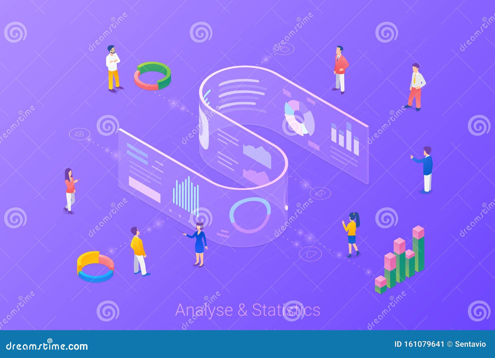 Analyse Statistics Big Data Charts Diagrams Isometric Flat Vector ...