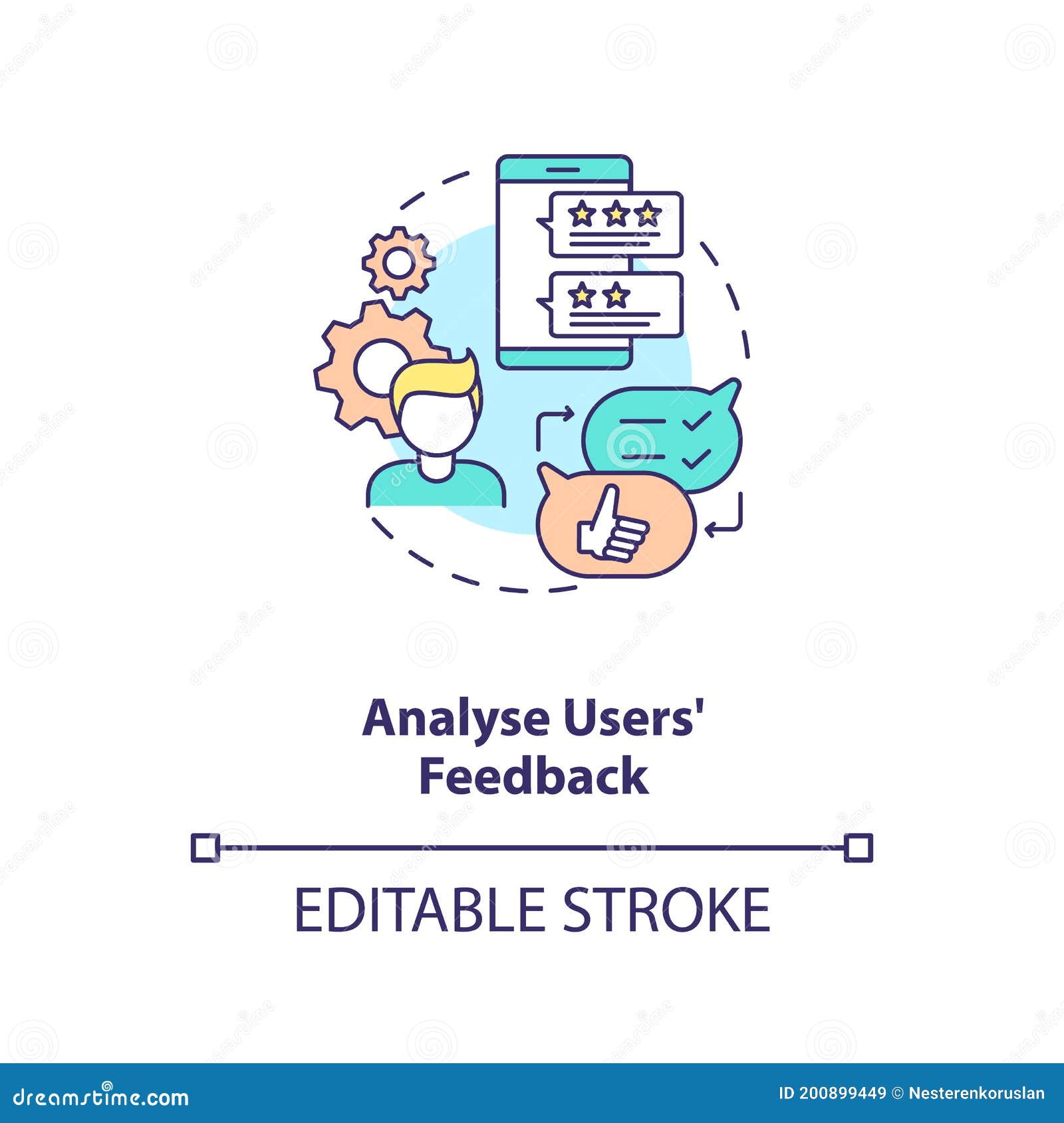 Analyse Users Feedback Concept Icon Stock Vector - Illustration of advertisement, drawing: 200899449