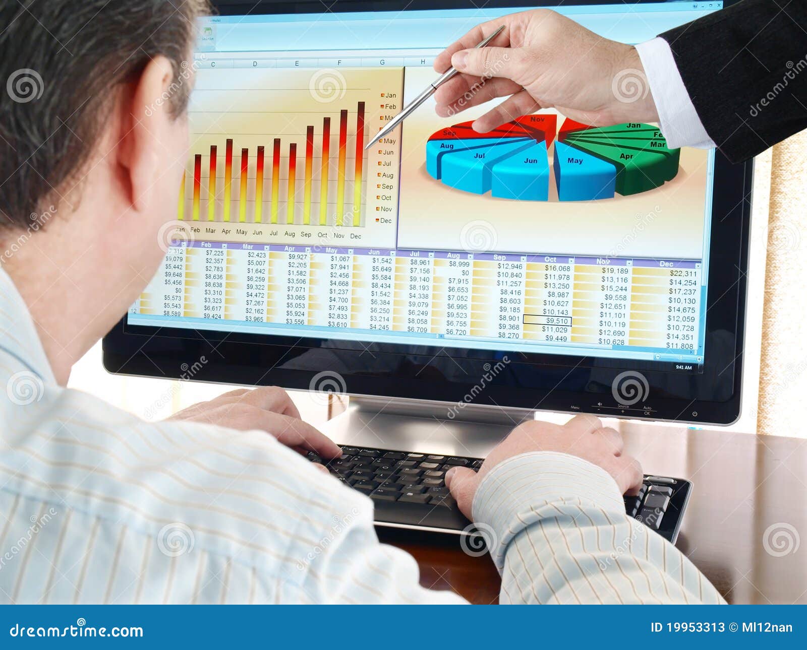 Analysing Data on Computer. Stock Image - Image of discussion ... Analysing Data on Computer. Stock Image - Image of discussion ...