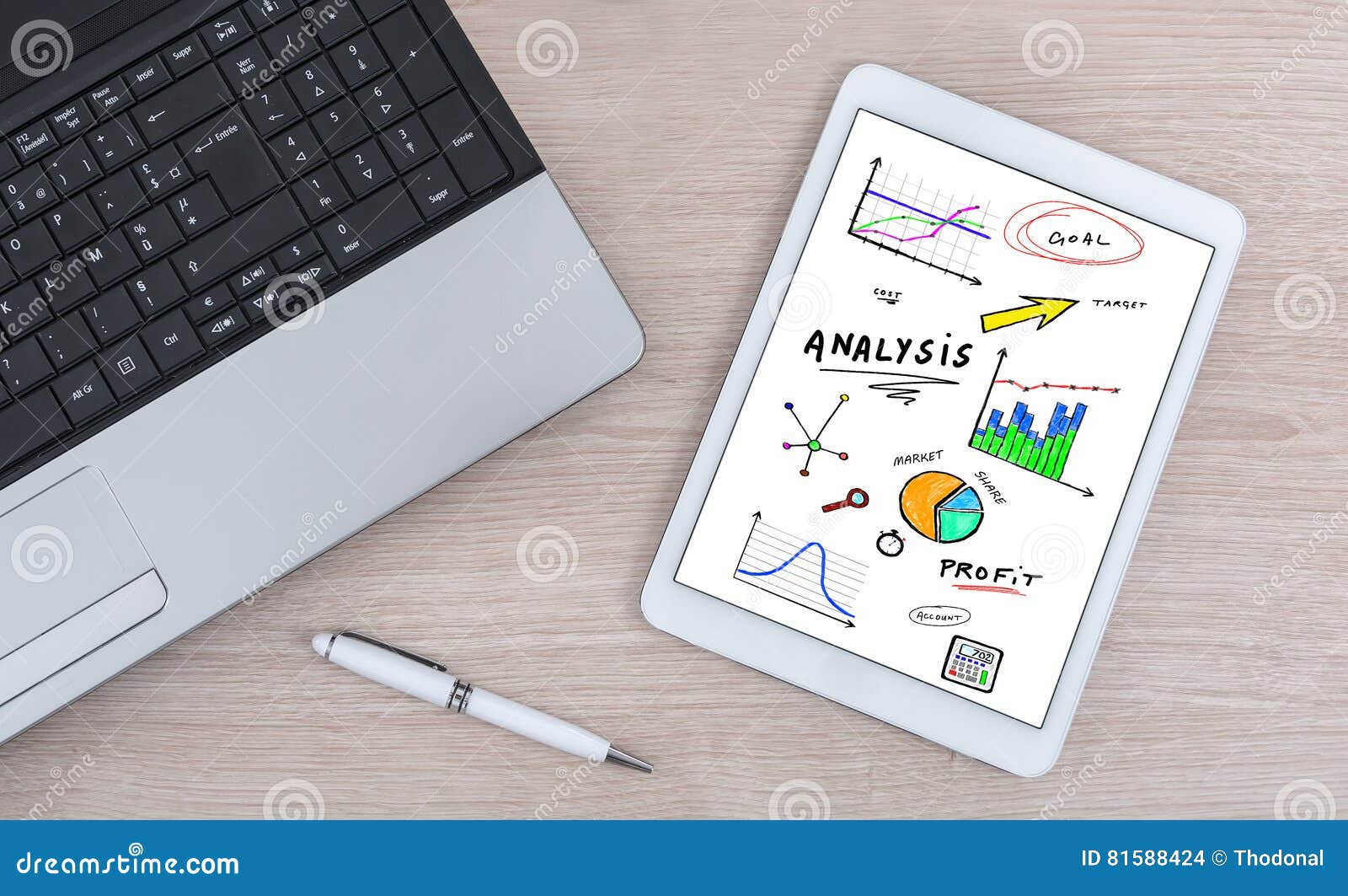 Analysis Concept on a Digital Tablet Stock Photo - Image of market ...