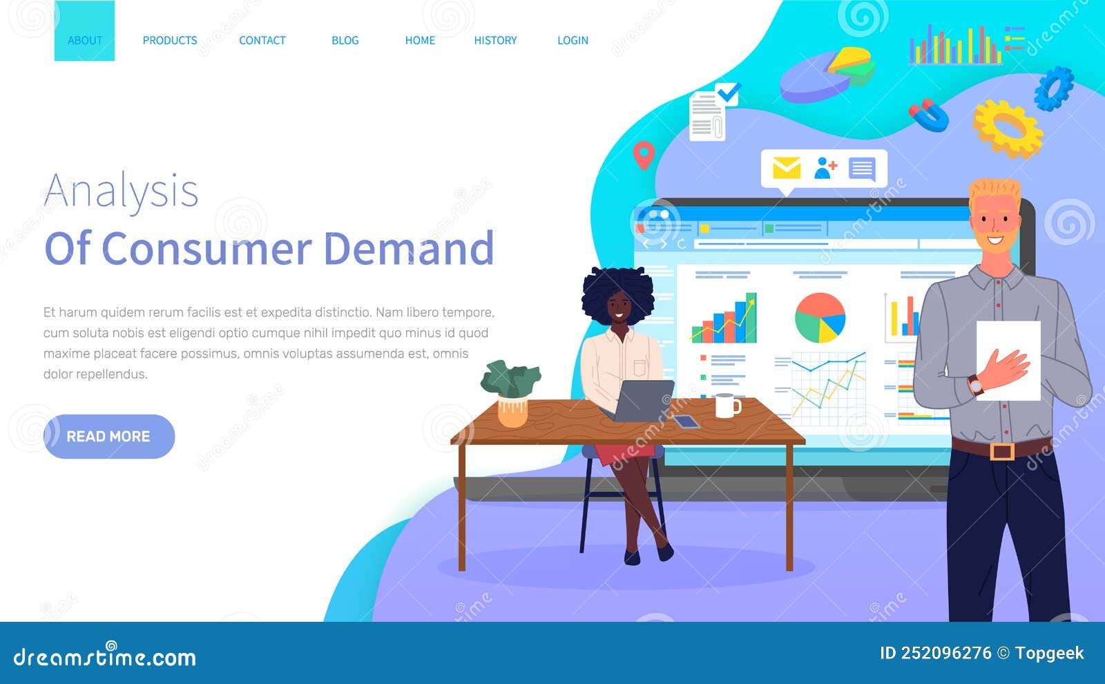 Analysis of Consumer Demand Website Template. People Work with ...